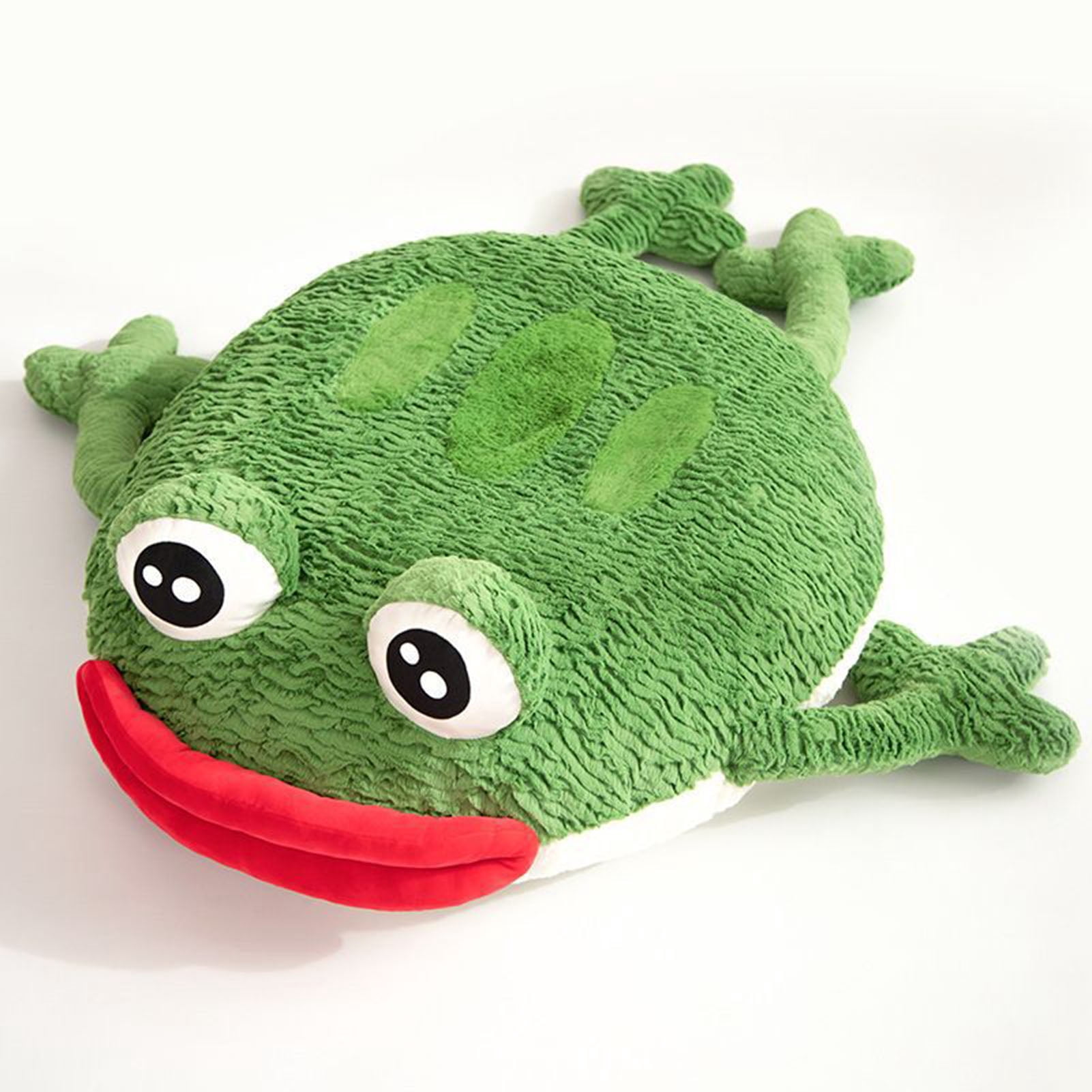 Cartoon Frog Stuffed Pillow Toy Cute Big Eyes & Red Sausage Mouth Green ...
