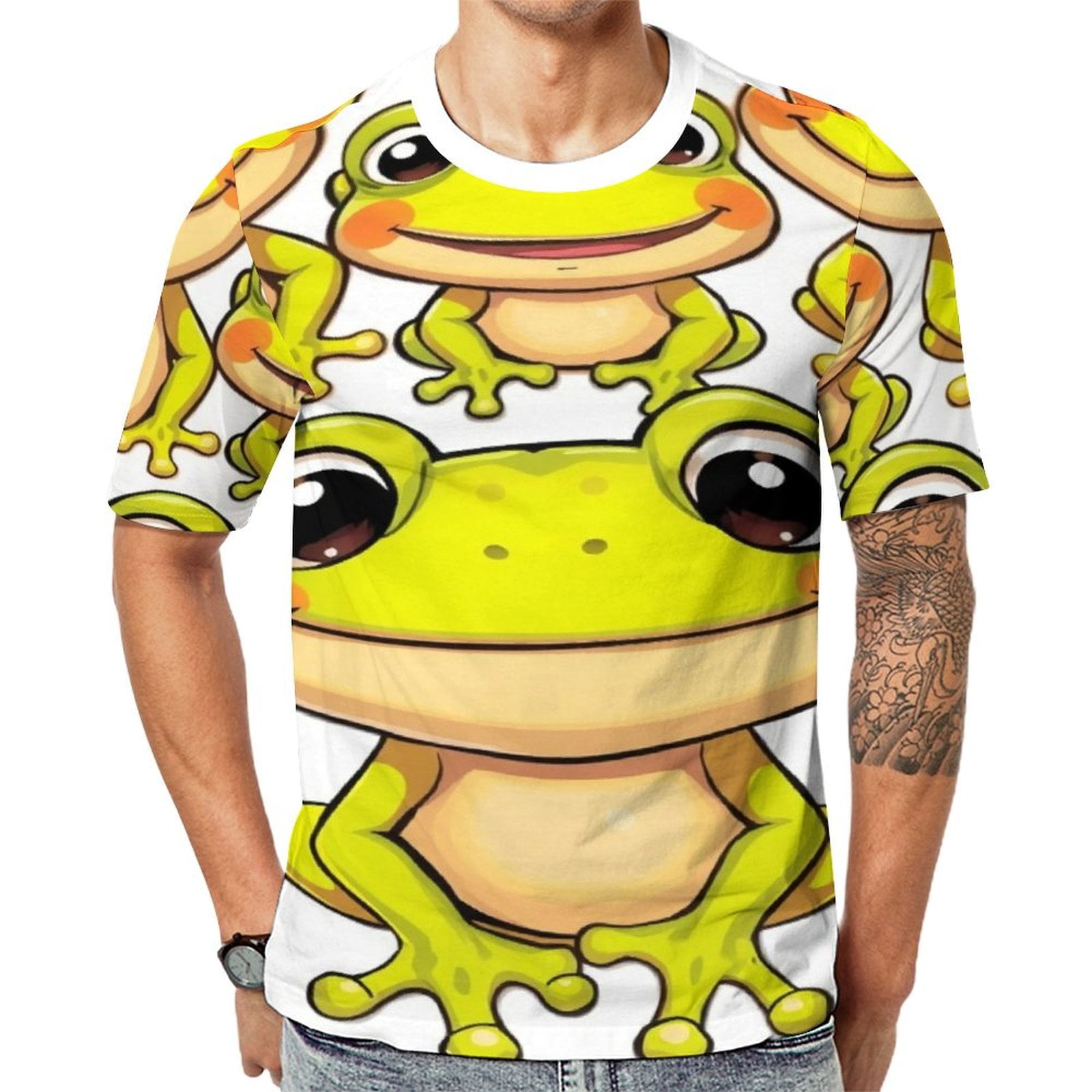 Cartoon Frog T Shirt For Men Summer Casual Round Neck Short Sleeve Tees ...