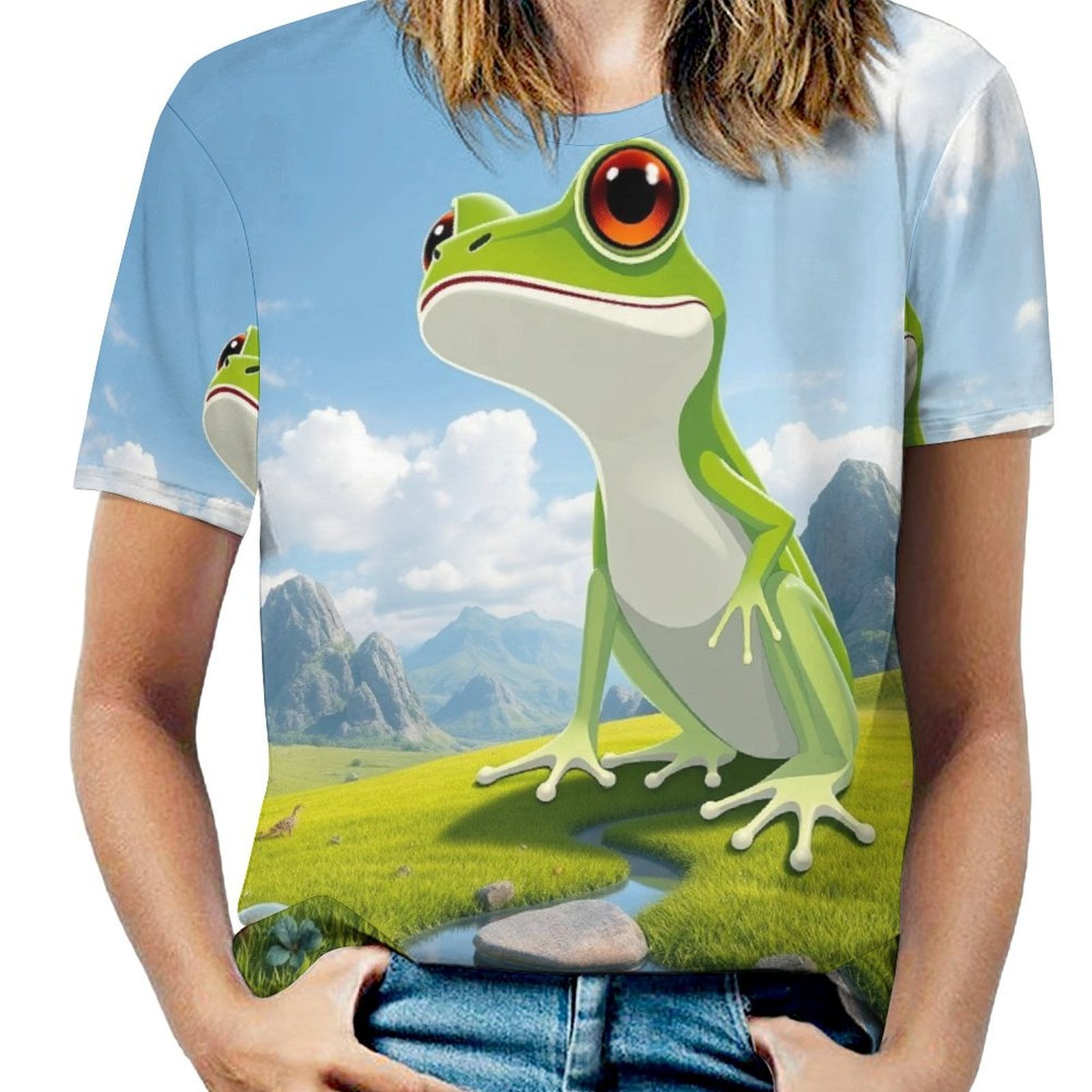 Cartoon Frog T Shirt O Neck Overd T Shirts Short Sleeve Street Style ...