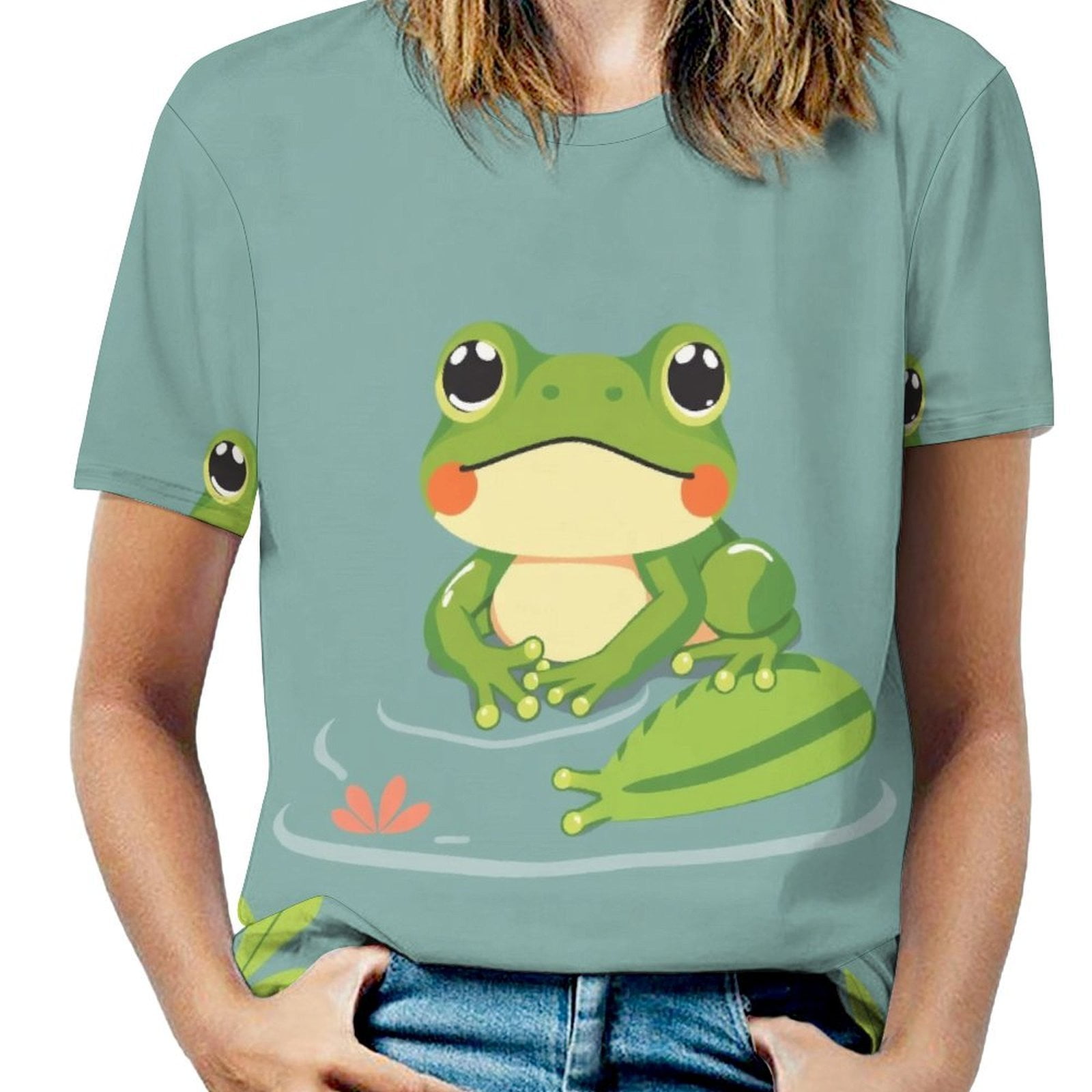 Cartoon Frog T Shirts Streetwear T-Shirt Female ShortSleeve Elegant ...