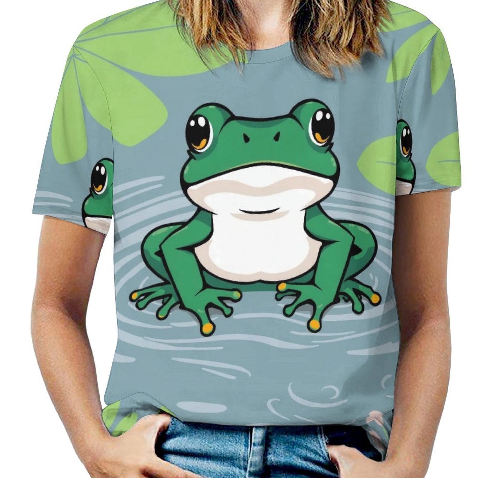 Cartoon Frog T Shirts Streetwear T-Shirt Female ShortSleeve Elegant ...
