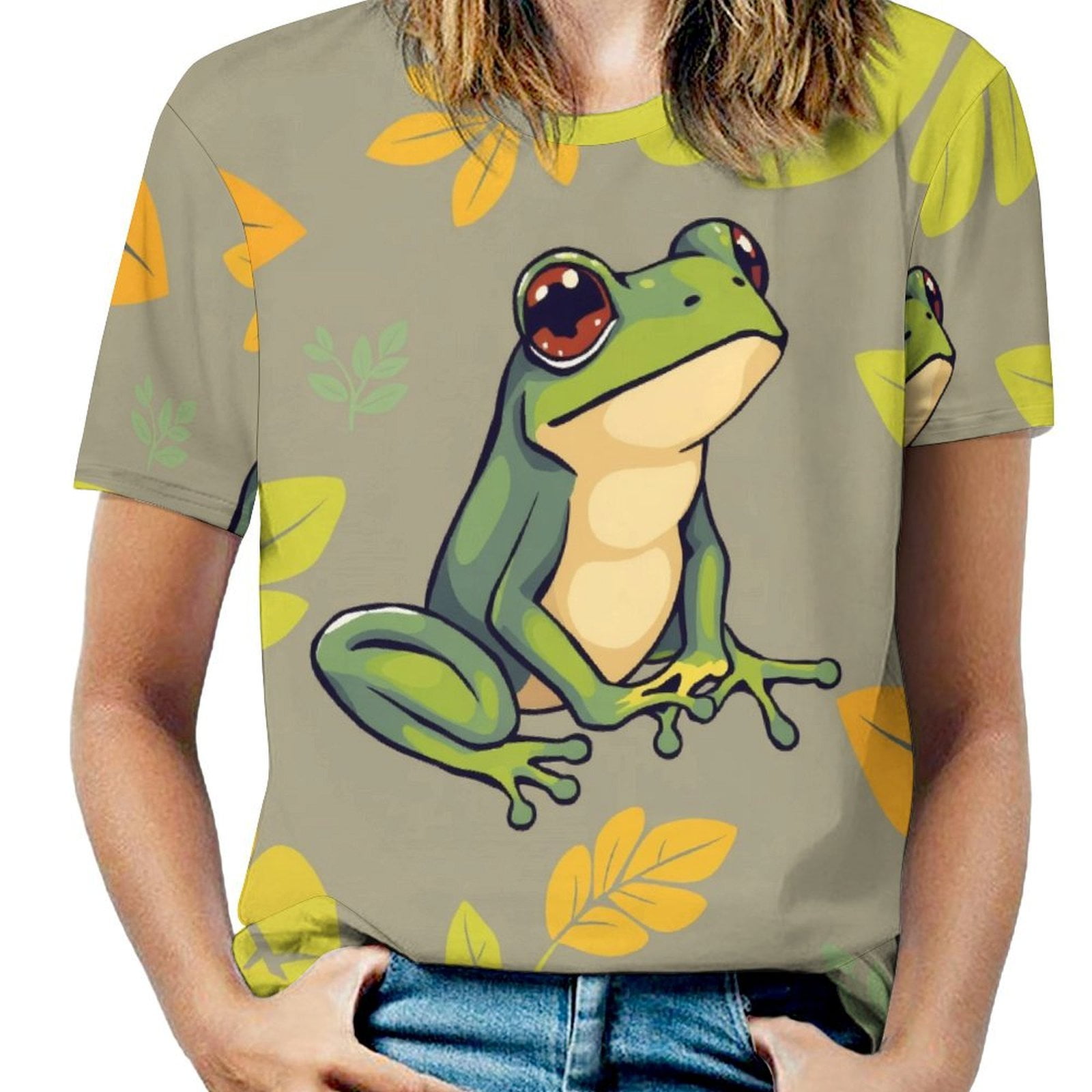 Cartoon Frog T Shirts Streetwear T-Shirt Female ShortSleeve Elegant ...