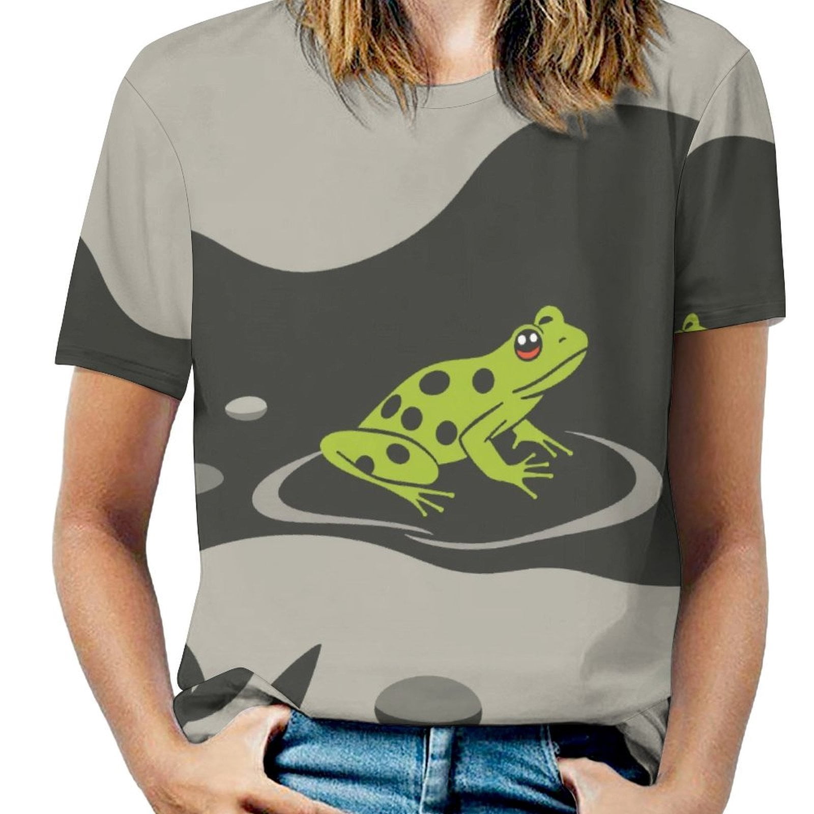 Cartoon Frog T Shirts Streetwear T-Shirt Female ShortSleeve Elegant ...