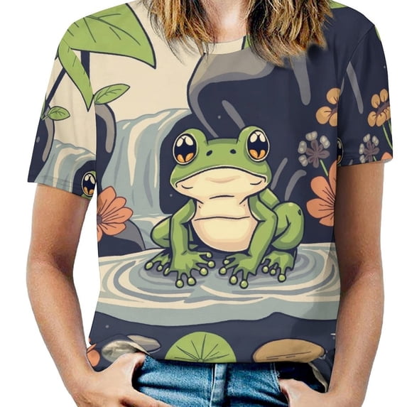 Cartoon Frog T Shirts Streetwear T-Shirt Female ShortSleeve Elegant ...