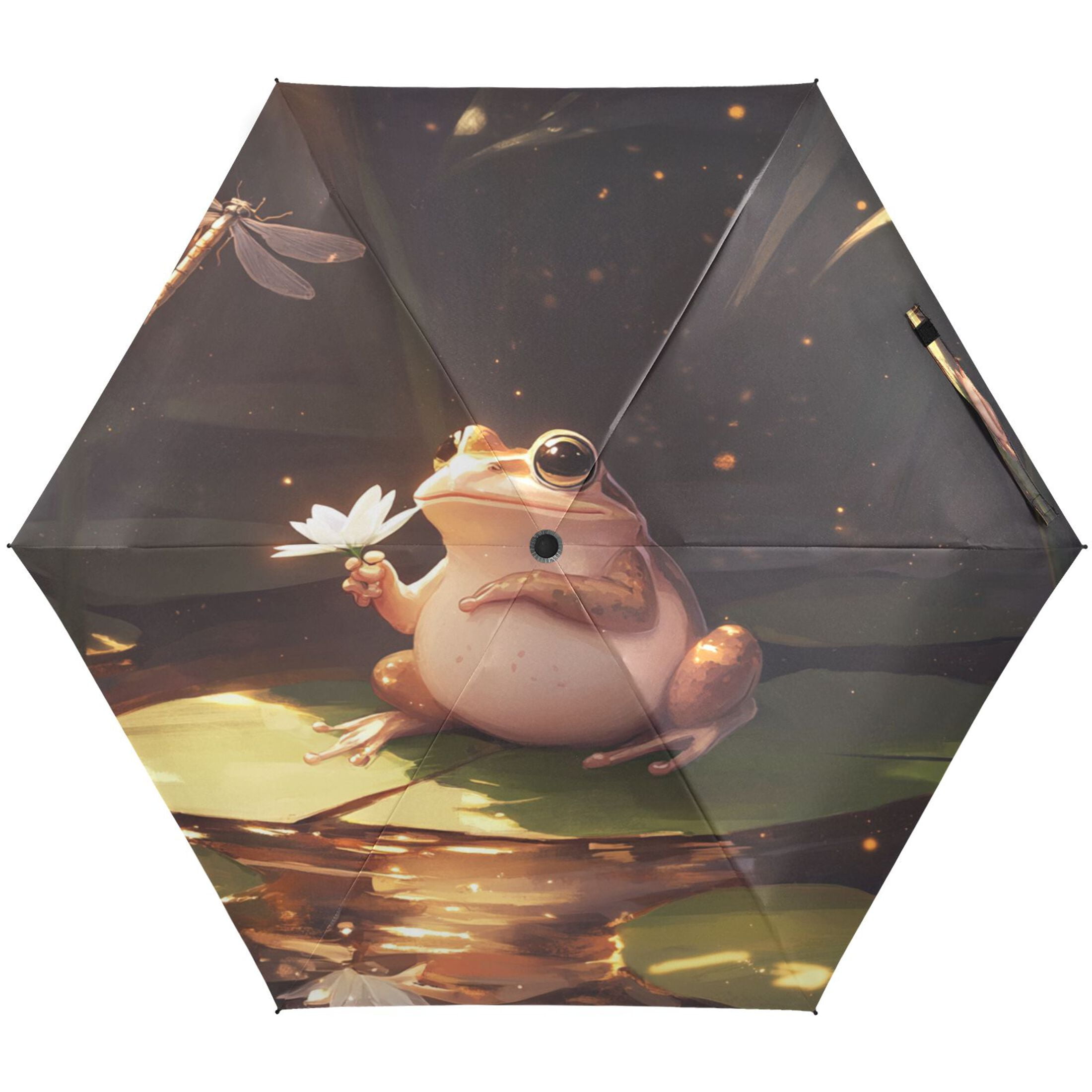 Cartoon Frog Umbrellas for Sun Auto Open Close UV50+ Waterproof 5-Fold ...