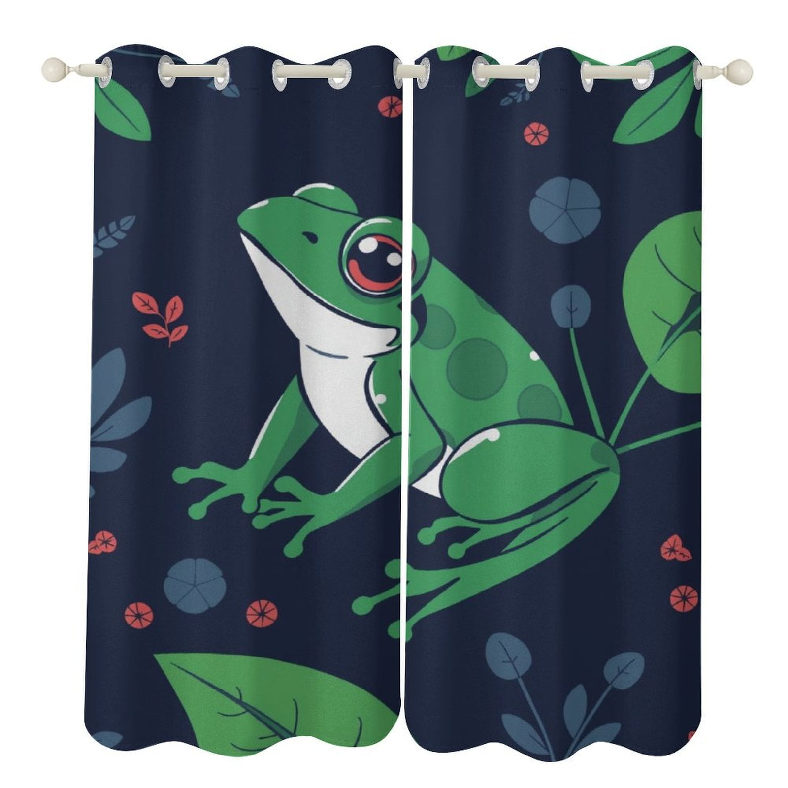 Cartoon Frog Window Drapes For Kids Boys Girls Bedroom Blackout ...