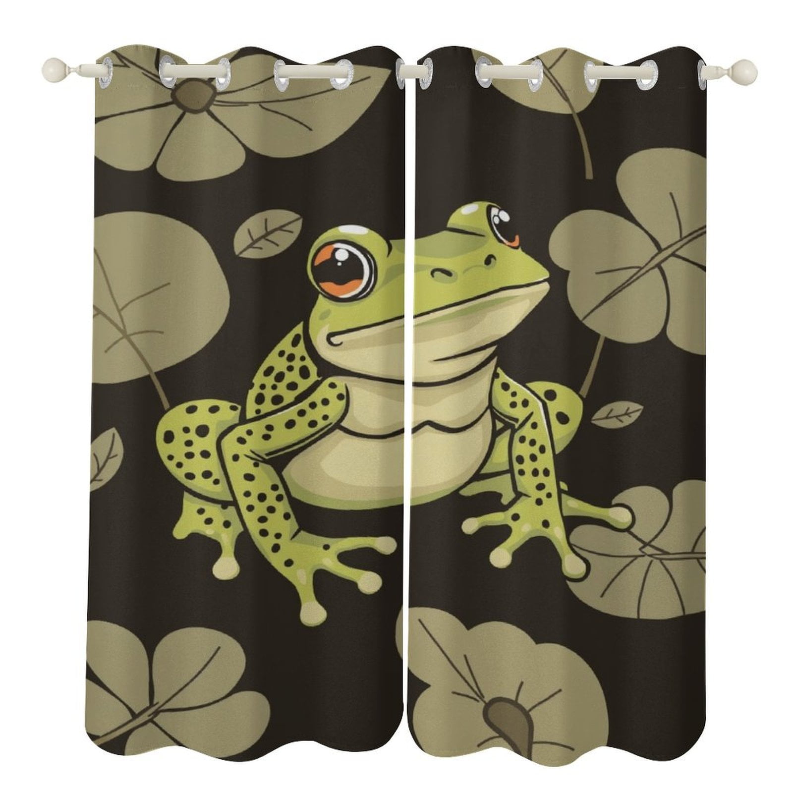 Cartoon Frog Window Drapes For Kids Boys Girls Bedroom Blackout ...