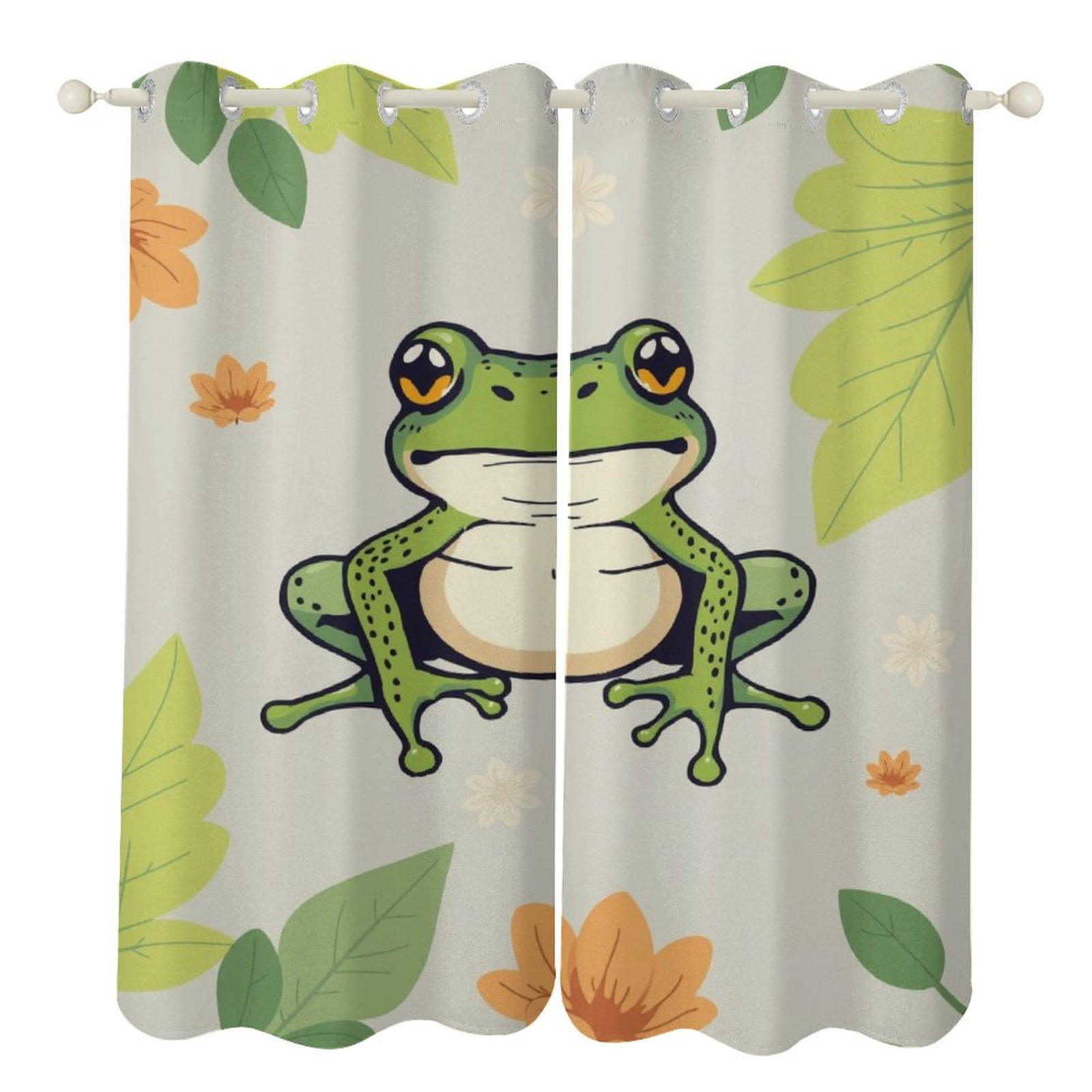 Cartoon Frog Window Drapes For Kids Boys Girls Bedroom Blackout ...