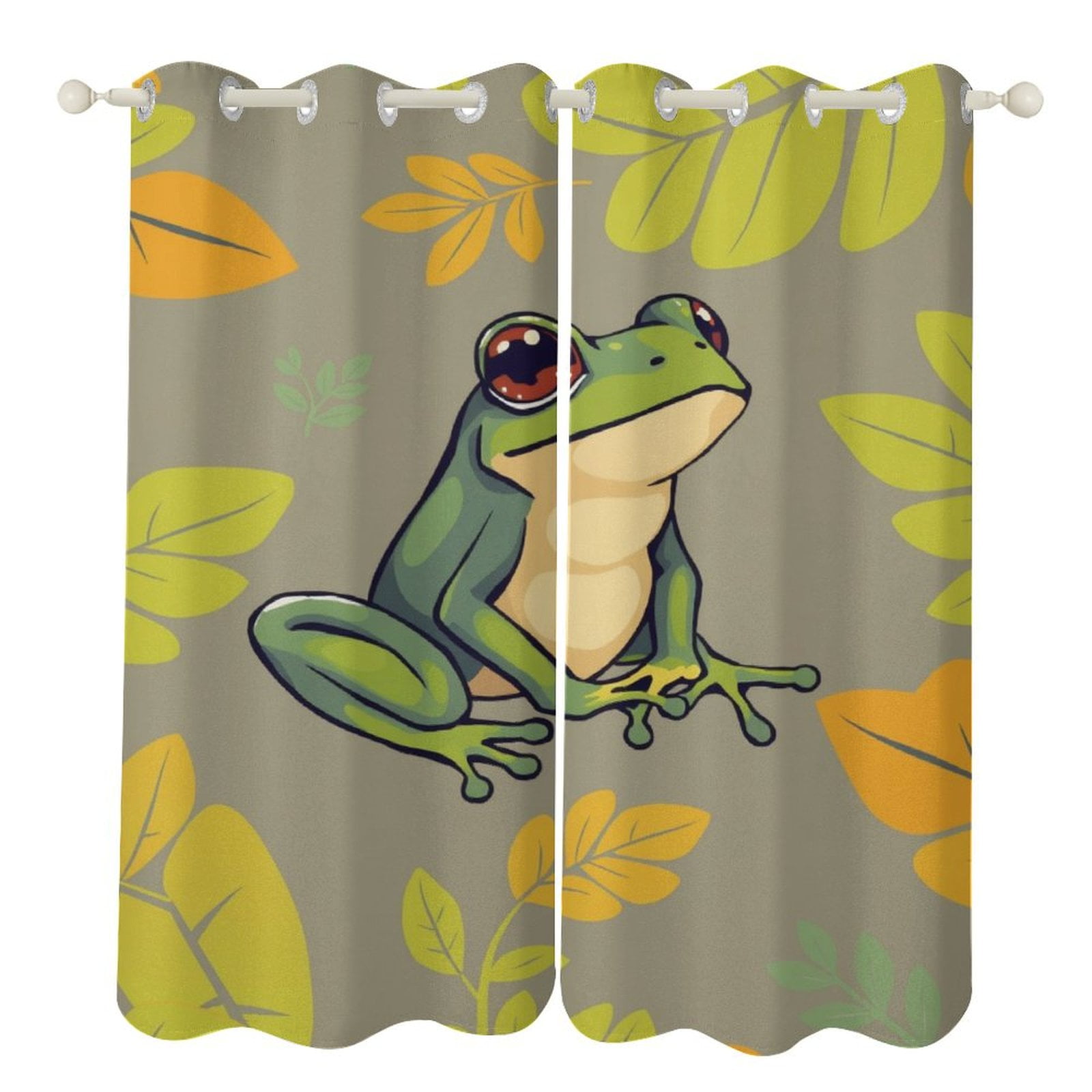 Cartoon Frog Window Drapes For Kids Boys Girls Bedroom Blackout ...