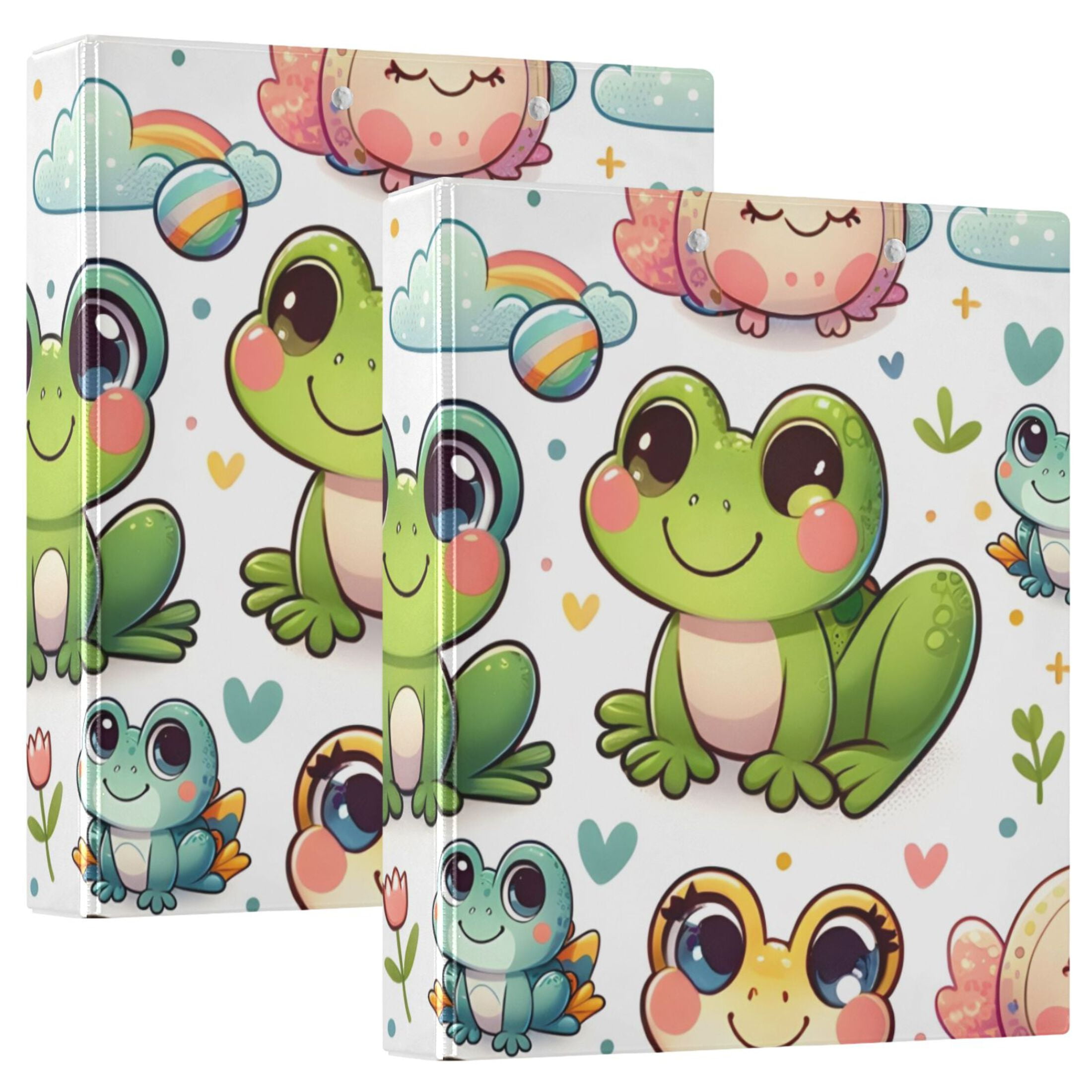 Cartoon Frog and Mushrooms Hardcover 3 Ring Binder 1.5 inch Round Rings ...