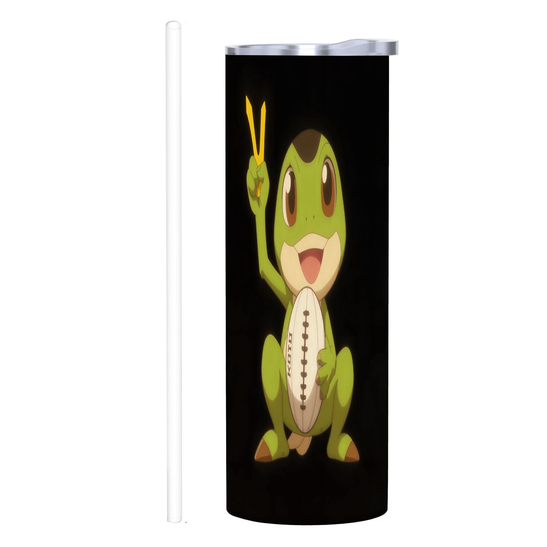 Cartoon Frog on Ball 20 oz Stainless Steel Insulated Tumbler with Lid ...