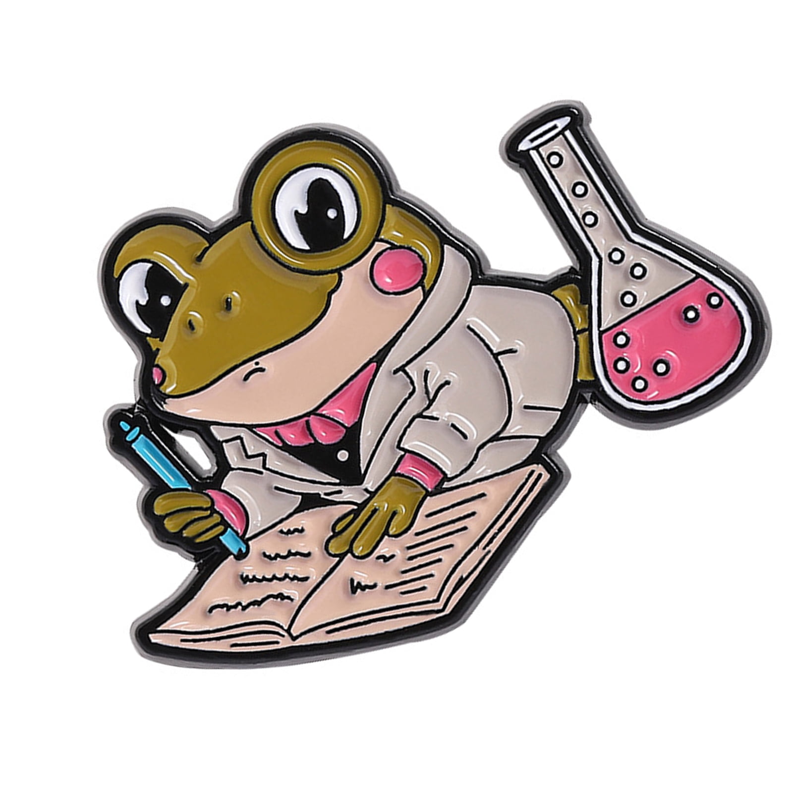 Cartoon Frogs Chemist Lapel Pin with Microscope and Tests Tube Designs ...