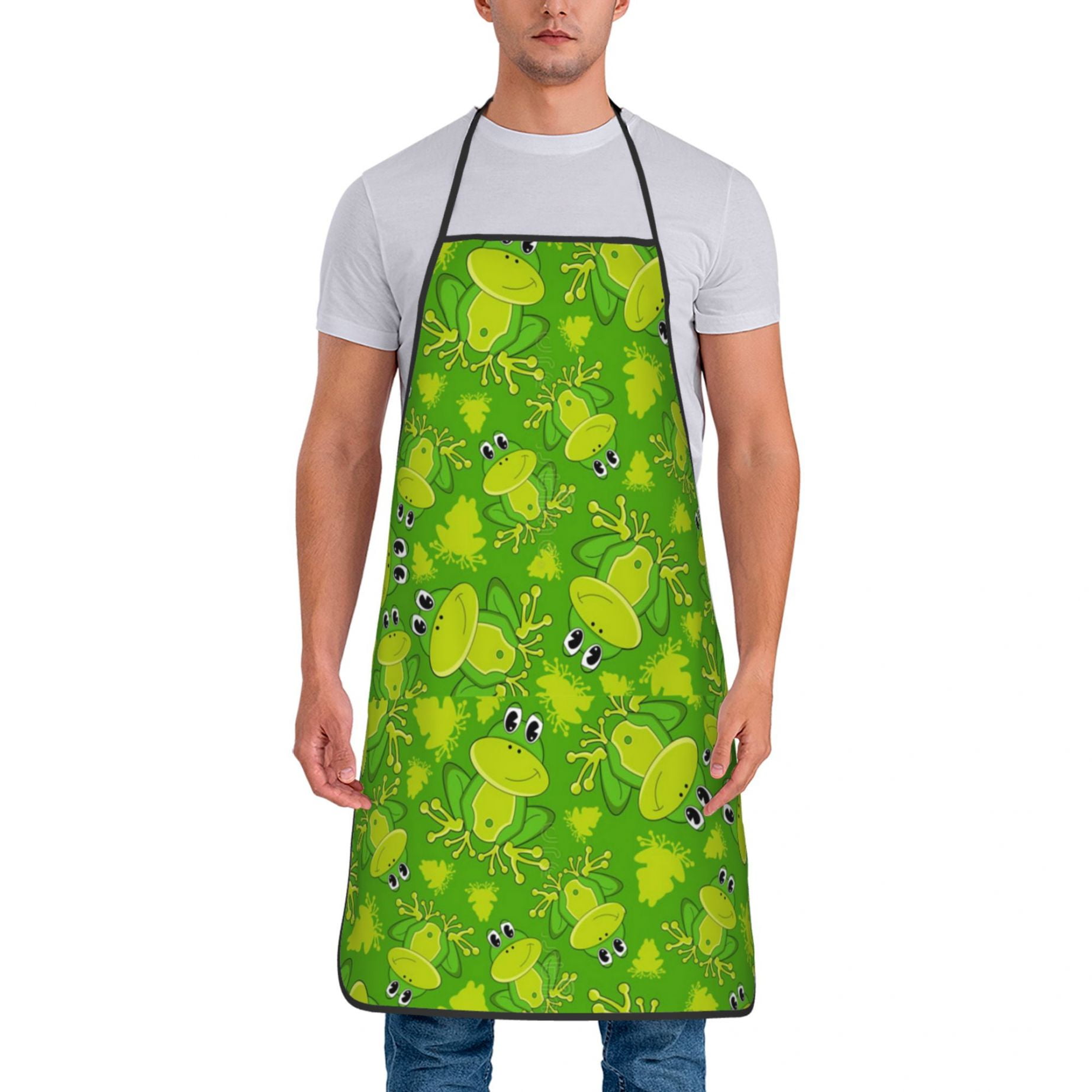 Cartoon Frogs Green Aprons for Women Men Waterproof Apron Kitchen Chef ...