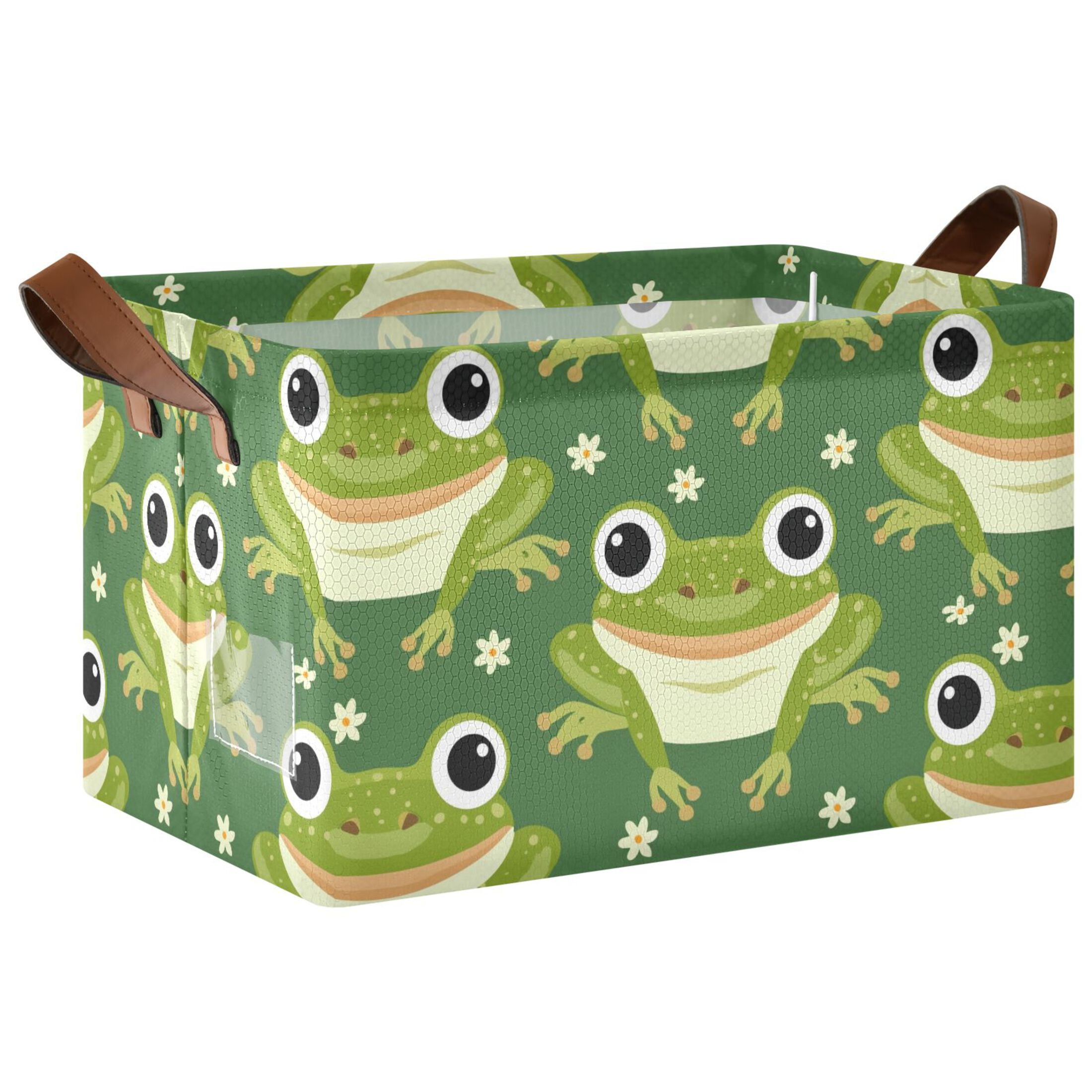 Cartoon Frogs and Flower Collapsible Storage Bins Fabric Shelf Baskets ...