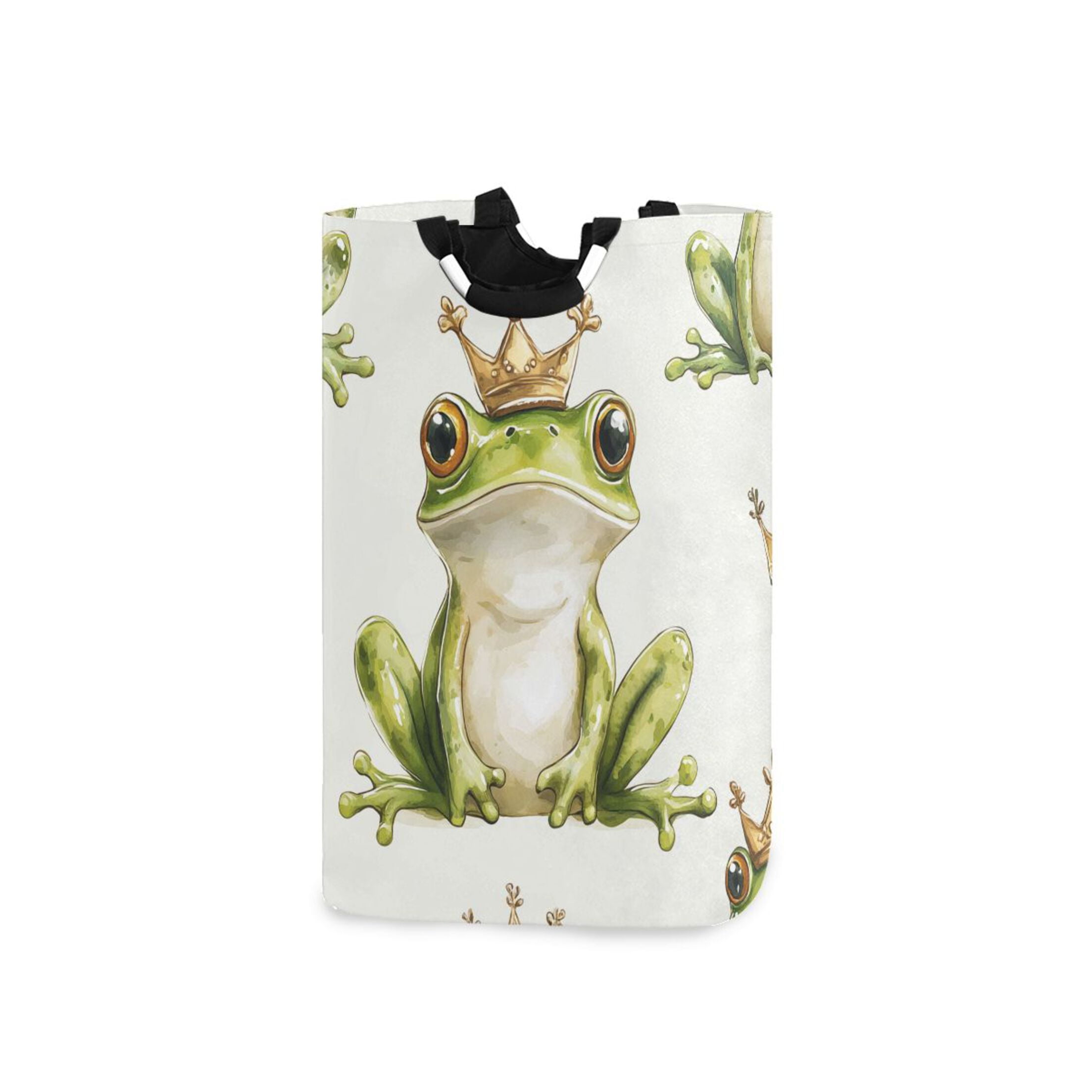 Cartoon Frogs with Crowns Laundry Basket with Handles Foldable Laundry ...