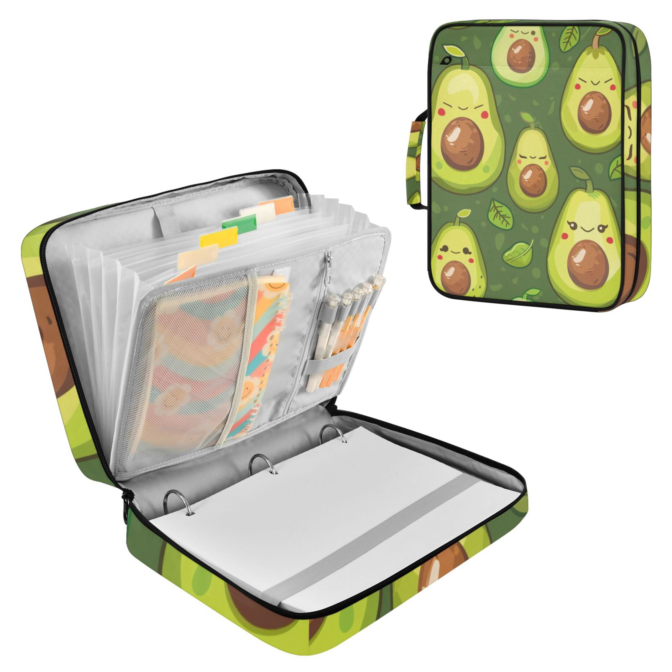 Cartoon Fruit Cute Avocados Leaves Accordion File Organizer Expanding ...