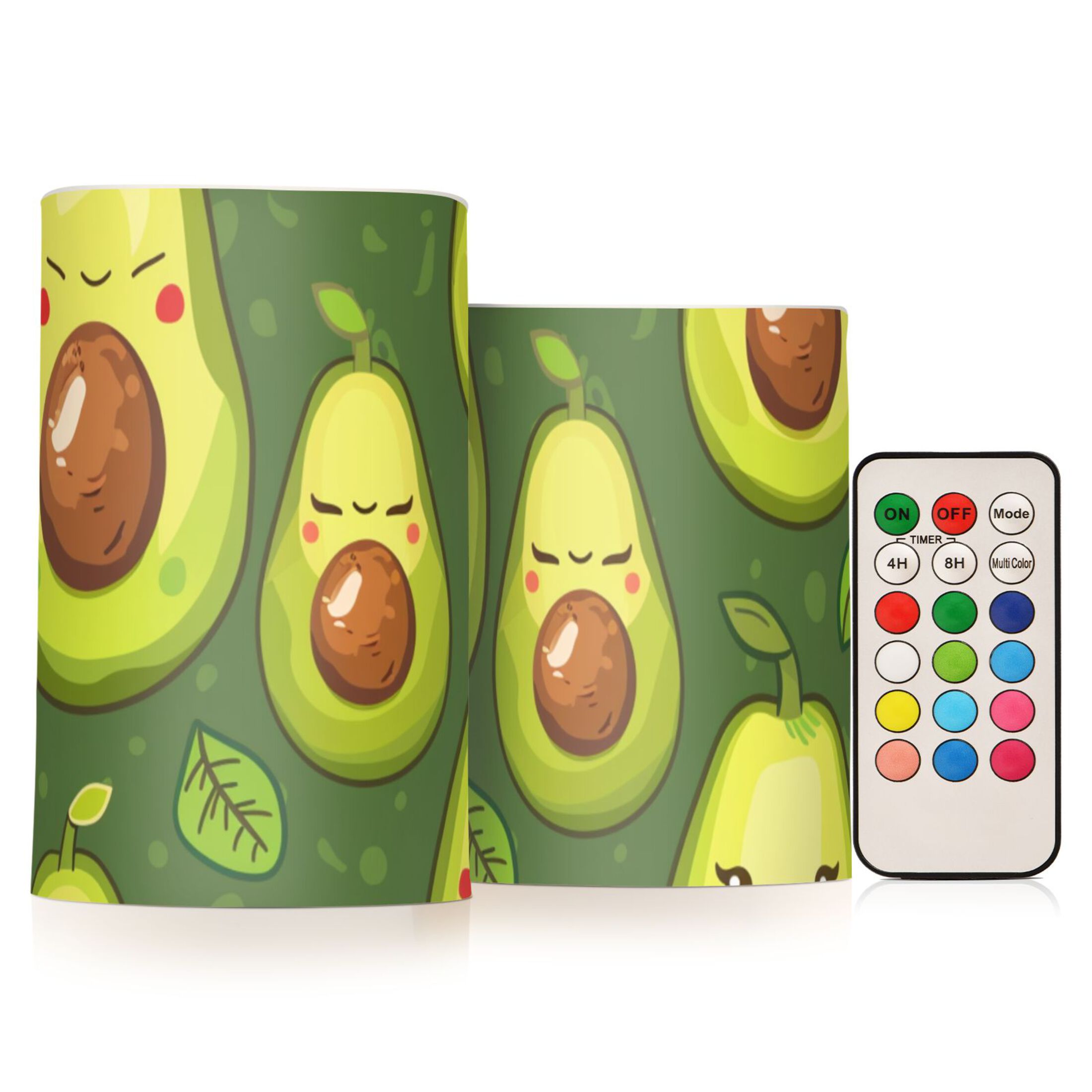 Cartoon Fruit Cute Avocados Leaves Flickering Flameless Candles LED ...