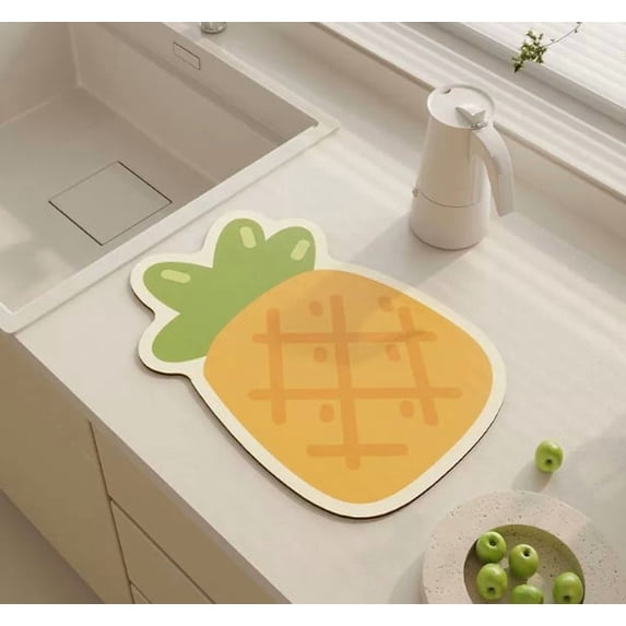 Cartoon Fruit Diatom Mud Kitchen Countertop Draining Non-Slip Mat ...