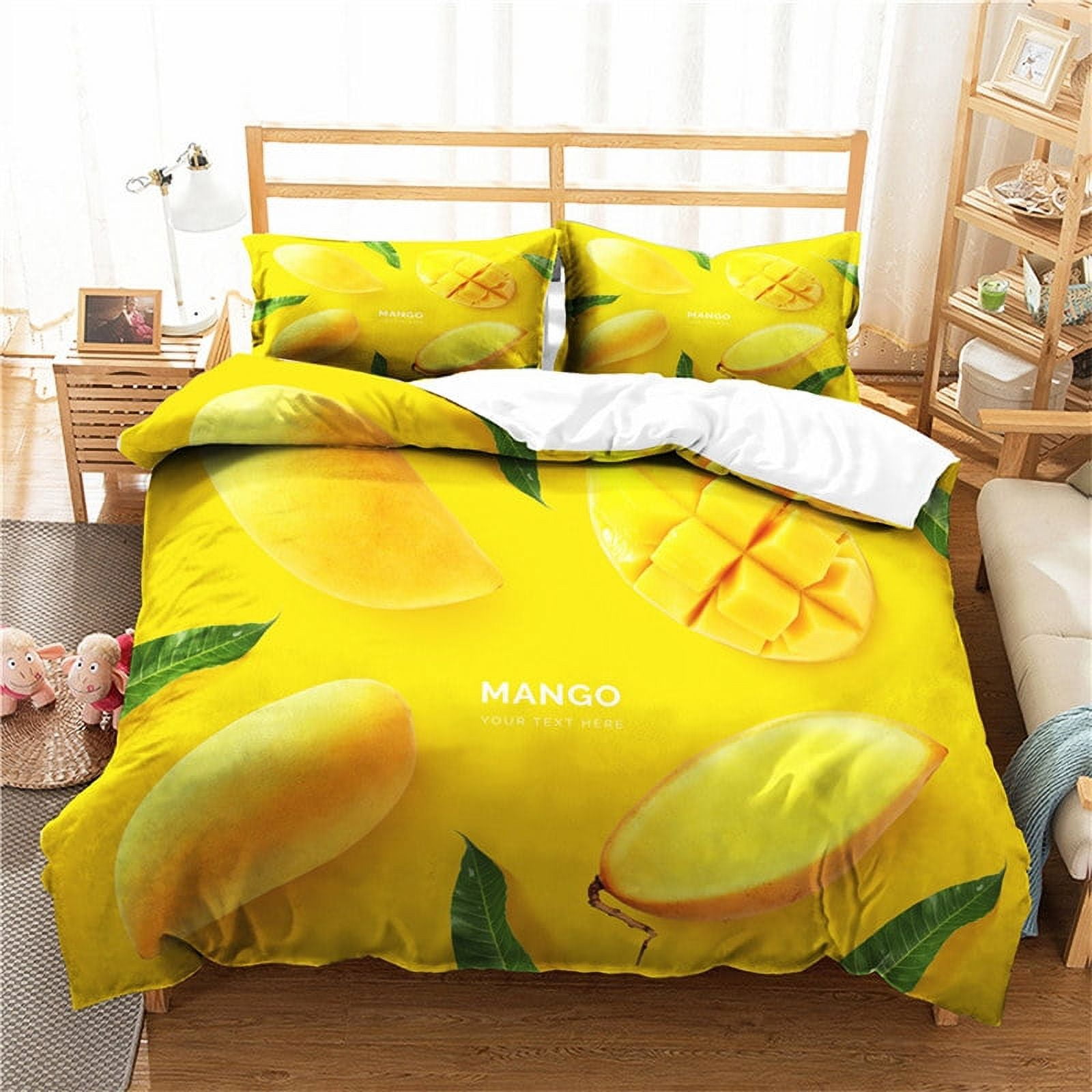 Cartoon Fruit Duvet Cover Microfiber Watermelon Strawberry Bedding Set ...
