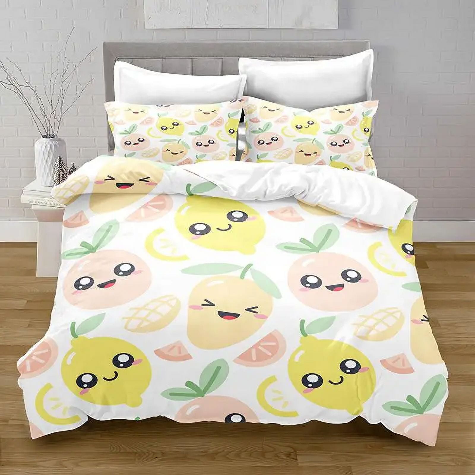 Cartoon Fruit Duvet Cover Set Watermelon Pineapple Lemon Banana ...