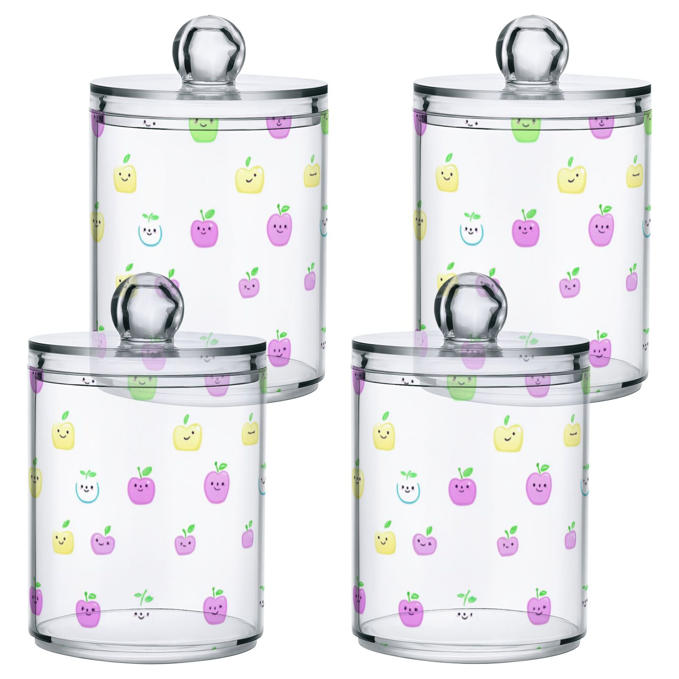 Cartoon Fruit Elements Bathroom Canisters Set of 4 Translucent Plastic ...