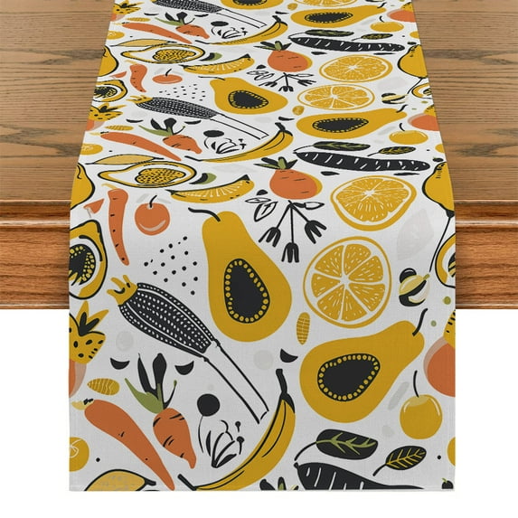 Cartoon Fruit Pear Banana Table Runner Rustic Dining Table rations ...