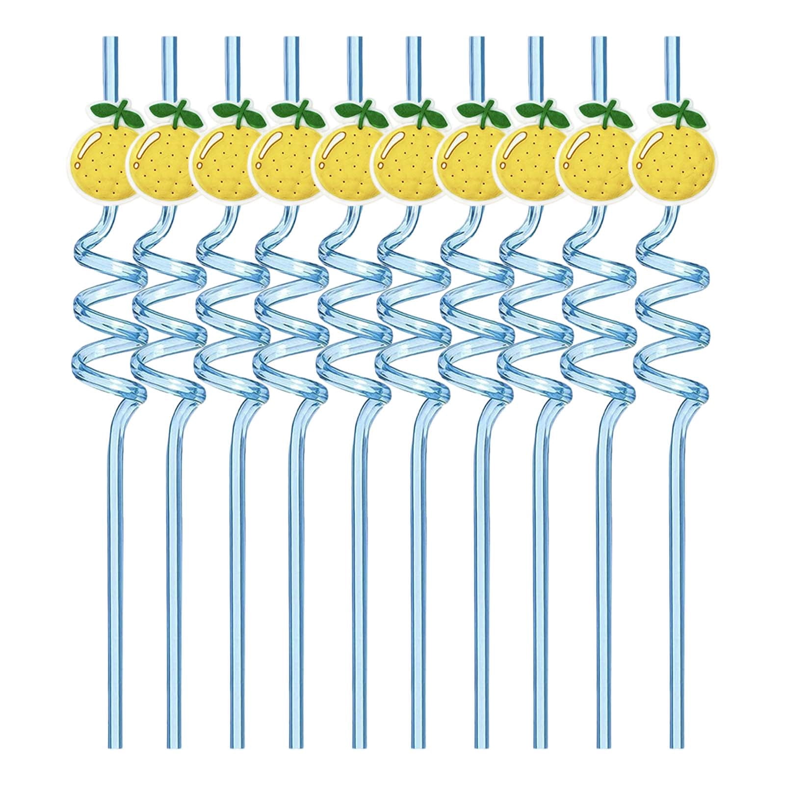 Cartoon Fruit Spiral Straw Decorations – Plastic Party Drink Straws for ...