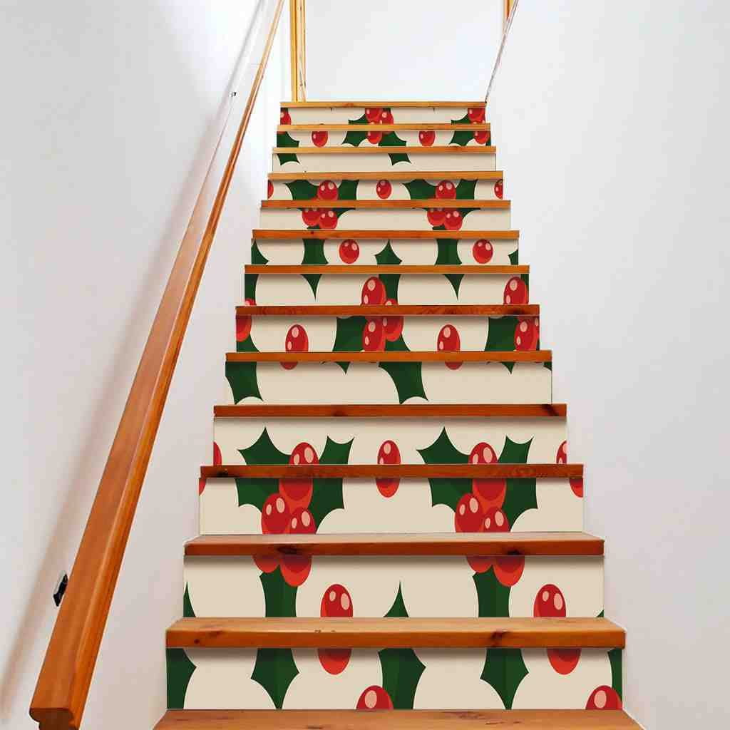 Cartoon Fruit Stair Stickers Watercolor Food Stairway Decals Removable ...