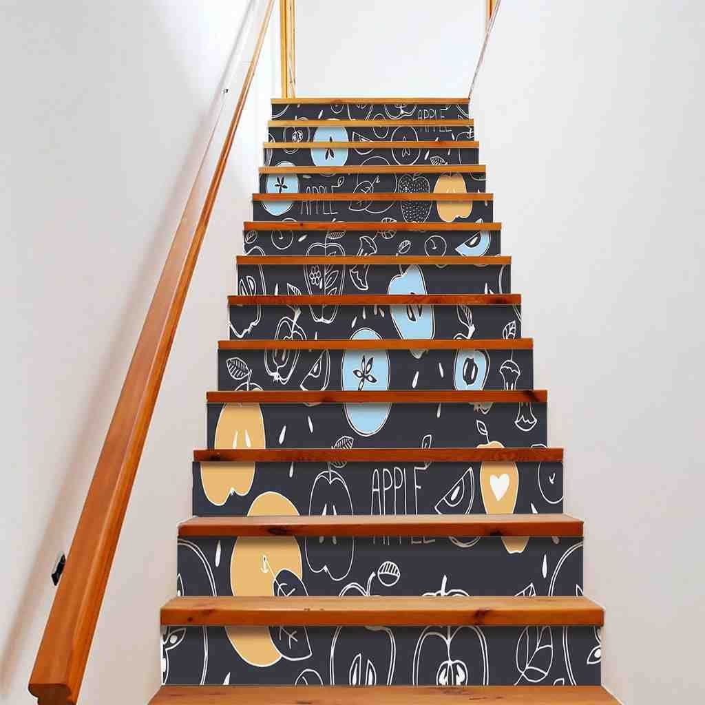 Cartoon Fruit Stair Stickers Watercolor Food Stairway Decals Removable ...