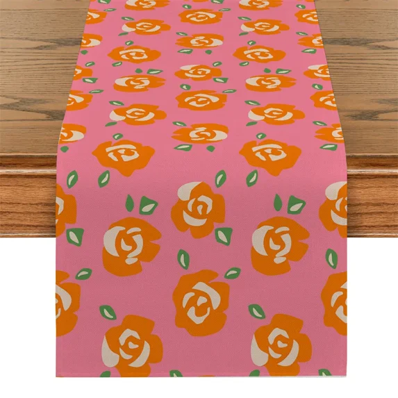 Cartoon Fruit Table Flag White Flower Plant Table Runner Home Kitchen ...