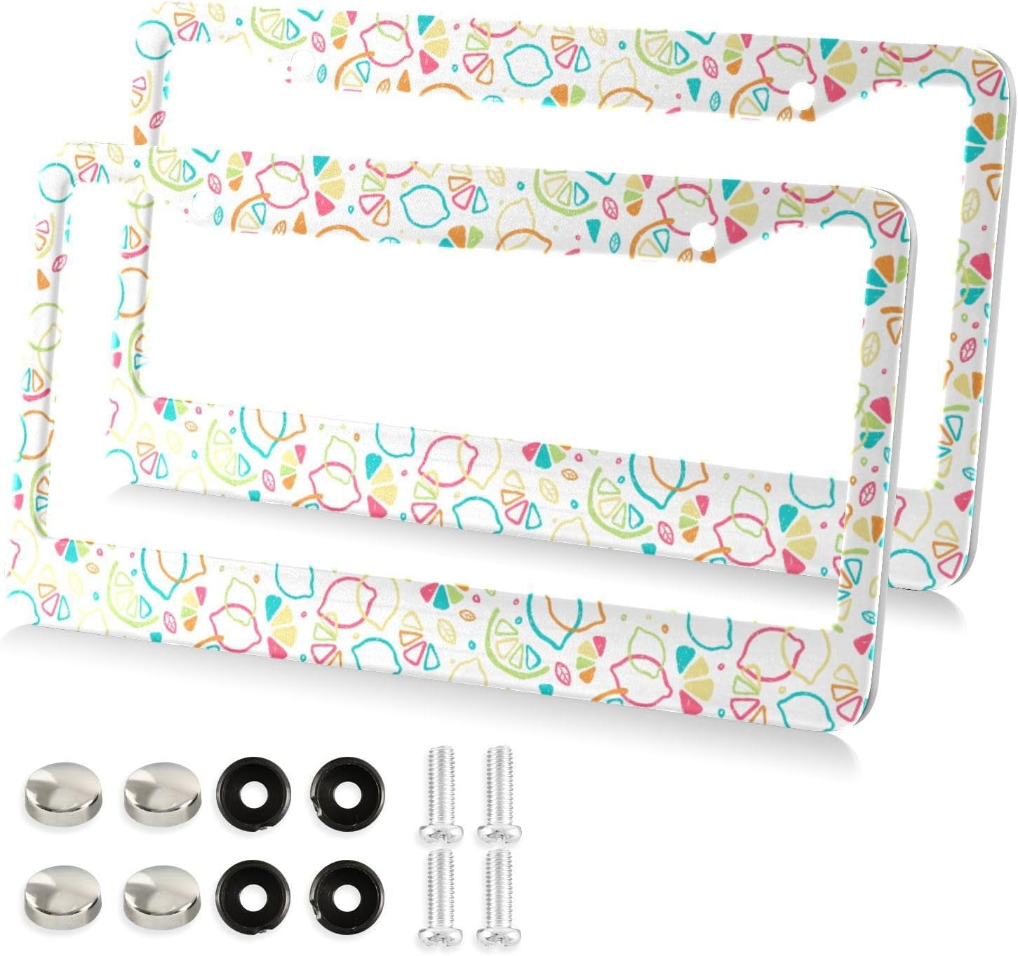 Cartoon Fruits License Plate Frame - 2 Pack Universal Stainless Steel ...