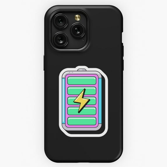 Cartoon Full Battery Pop Art iPhone Case 17 11 12 13 14 15 16 Pro Max ...