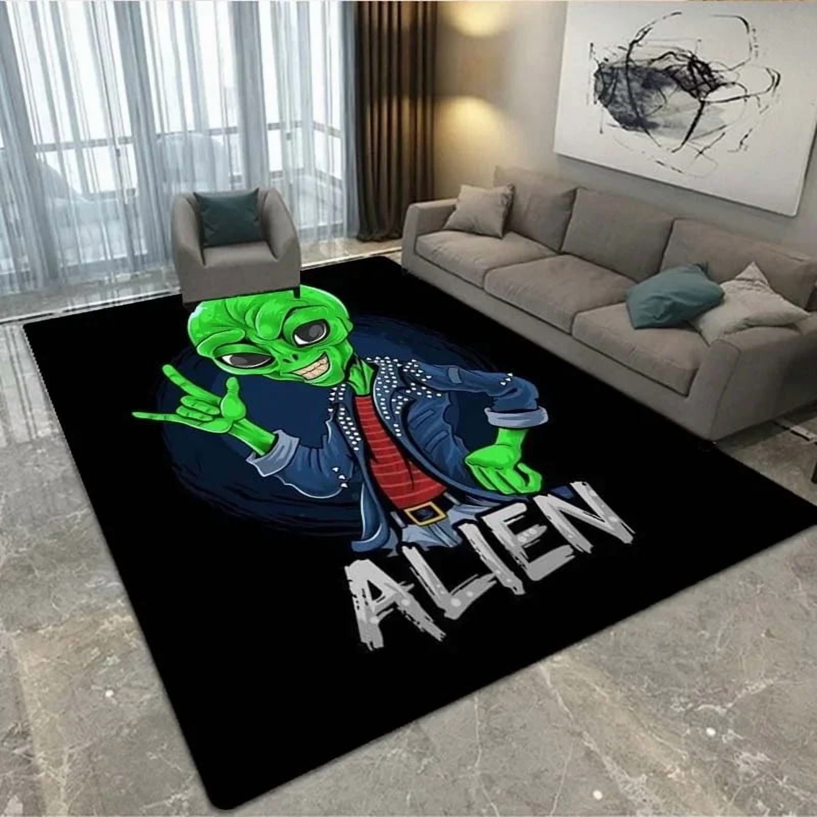 Cartoon Funny Alien Carpet Hippie Style Rug Living Room Sofa Mats Game ...