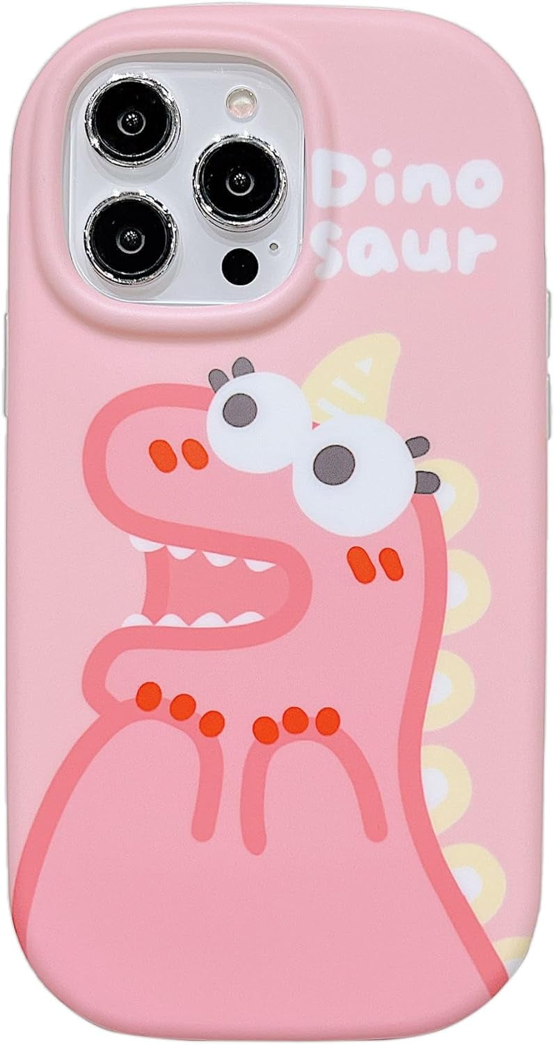 Cartoon Funny Couple Dinosaur Rounded Edge Soft for iPhone Case (Pink ...
