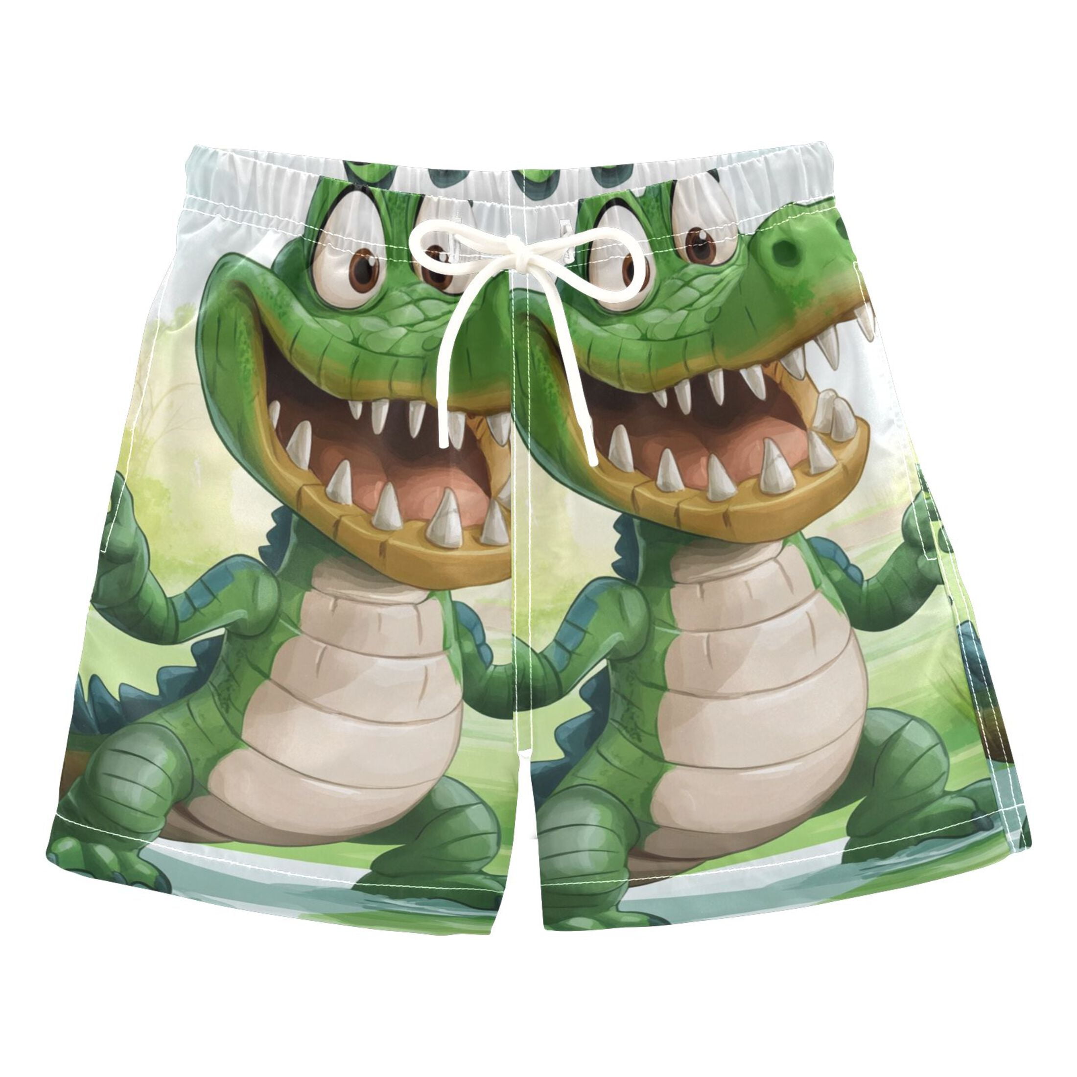Cartoon Funny Crocodile Boys Swim Trunks Quick Dry Boy Swim Shorts for ...