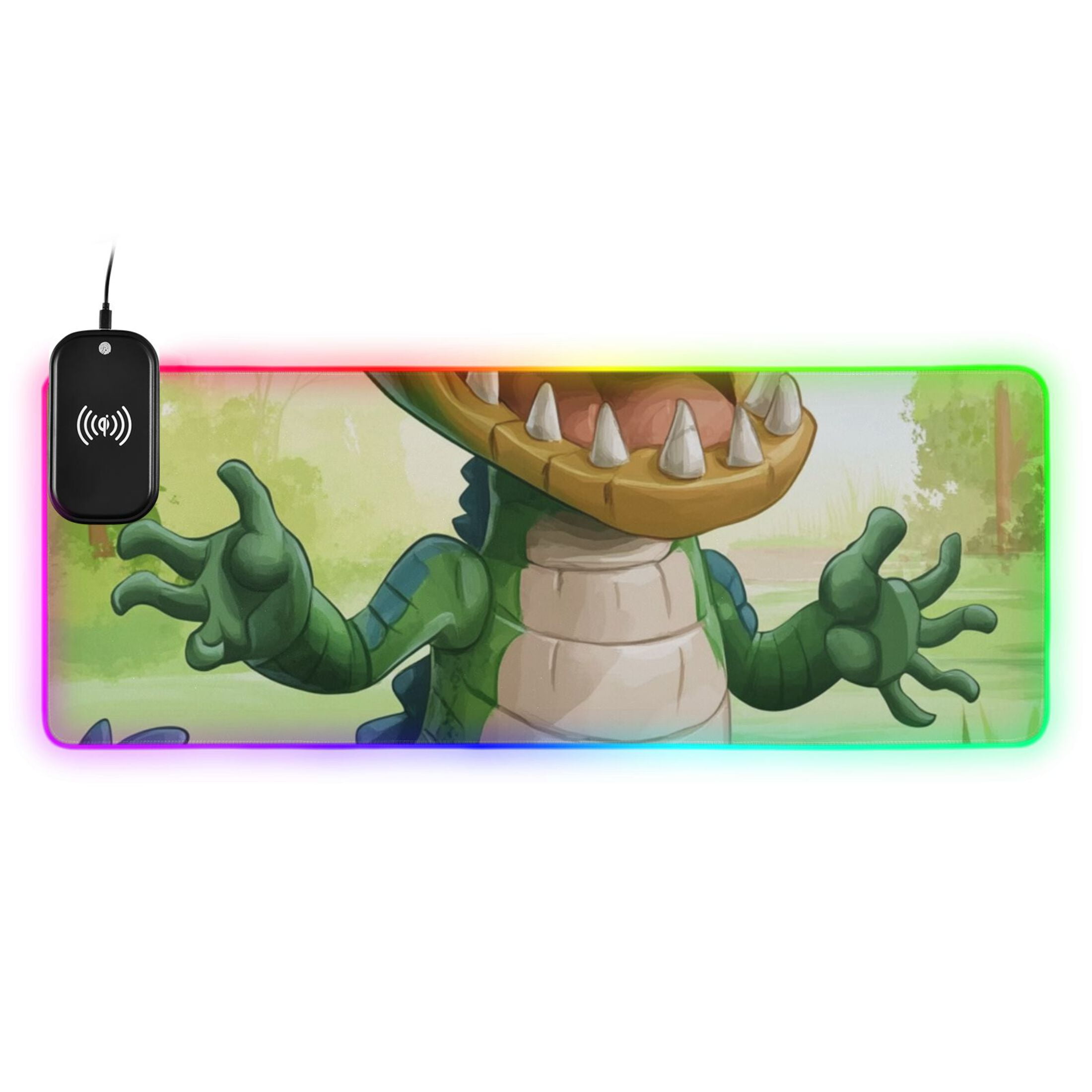 Cartoon Funny Crocodile Wireless Charging RGB Gaming Mouse Pad Large ...