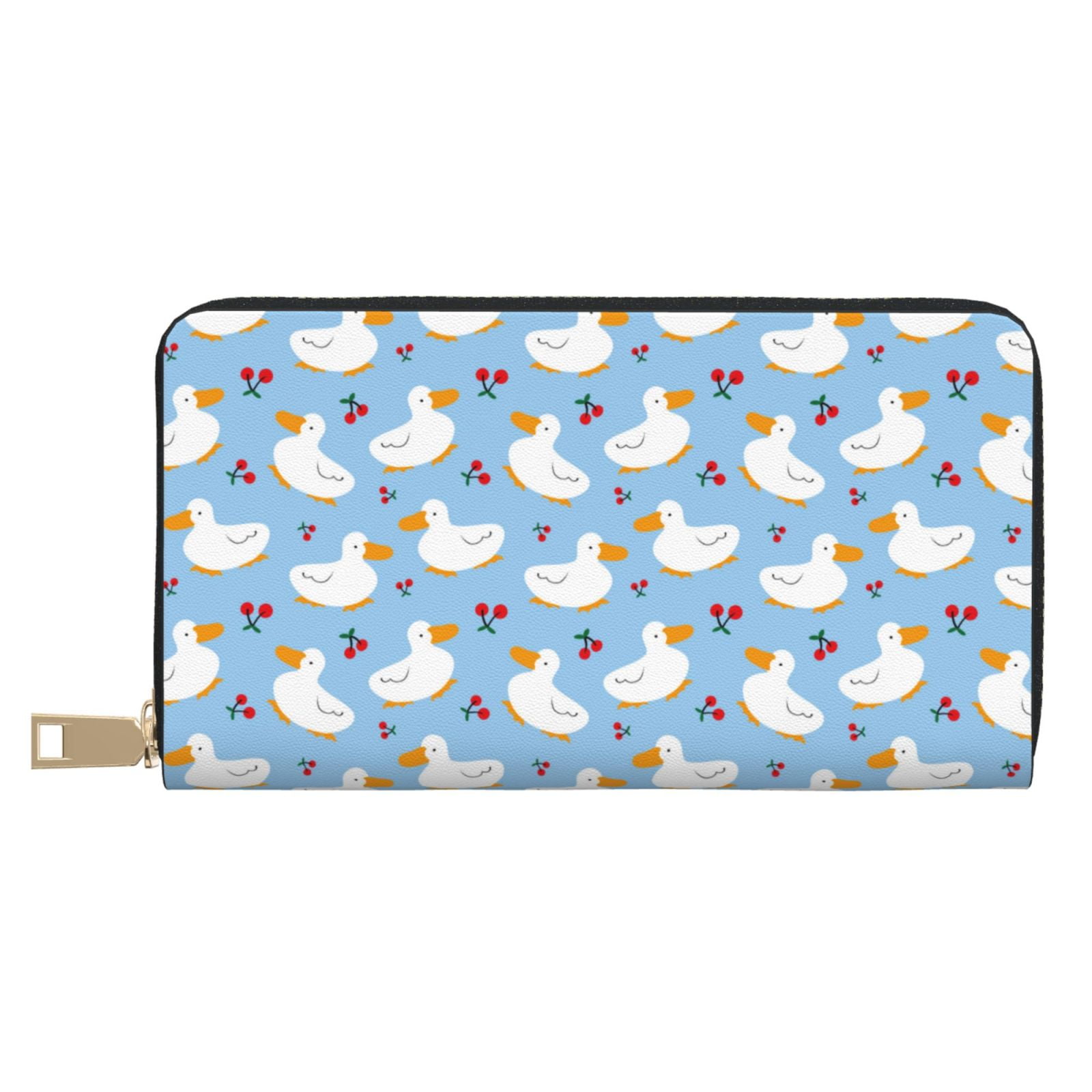 Cartoon Funny Cute Duck Blue Wallet Women, Leather Bifold Multi Card ...
