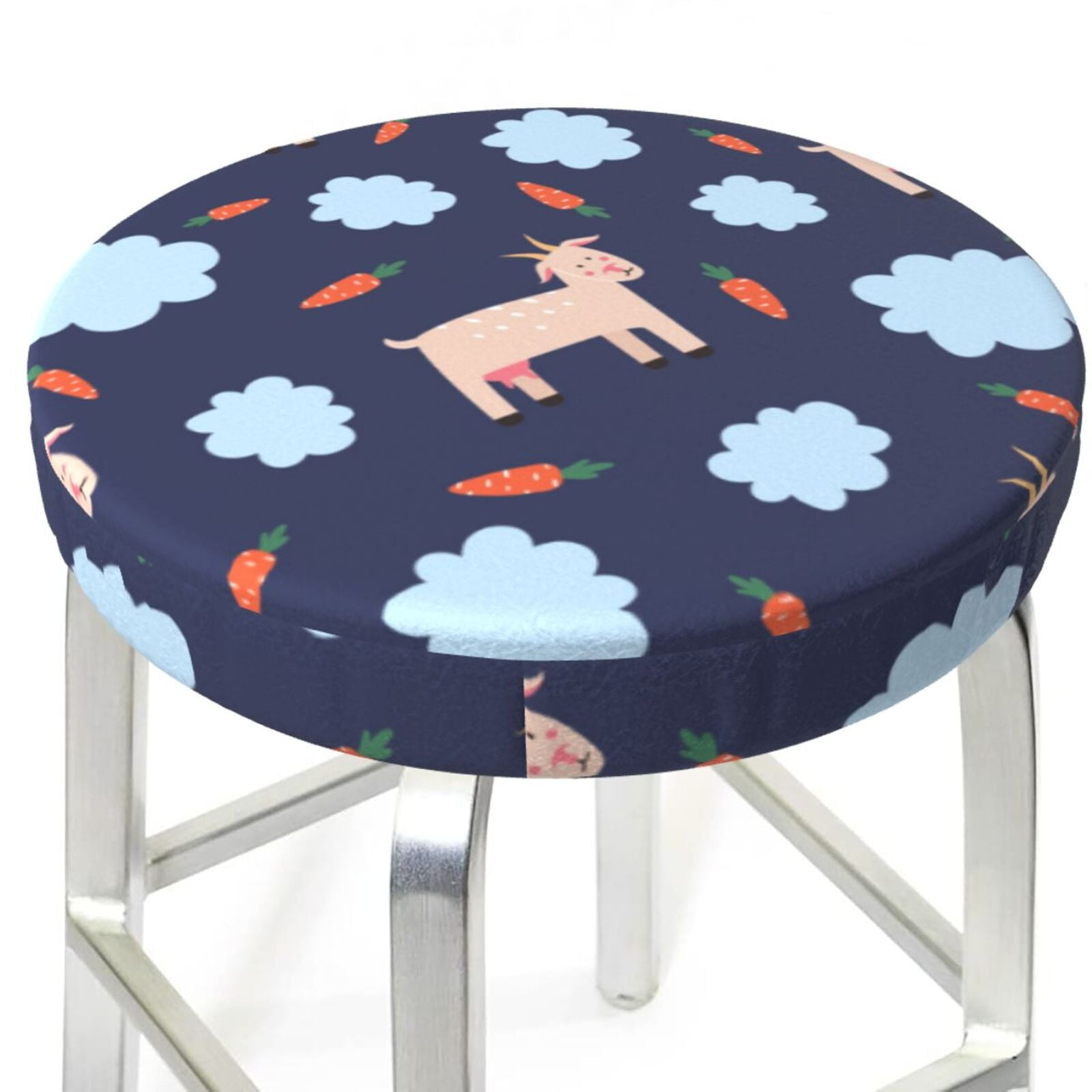 Cartoon Funny Cute Goat Radish Bar Stool Covers Round - Washable Round ...
