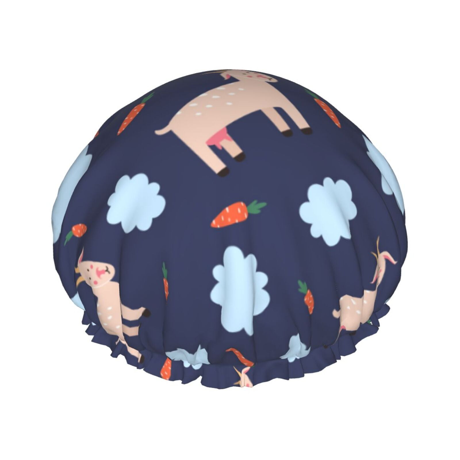 Cartoon Funny Cute Goat Radish Shower Cap, Double Layers Shower Cap ...