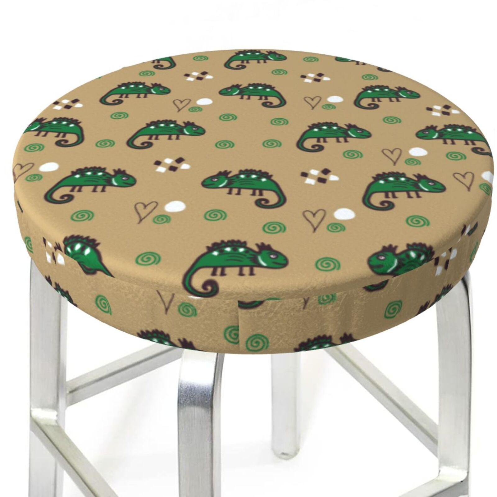 Cartoon Funny Cute Lizard Green Round Bar Stool Seat Covers, Elastic ...