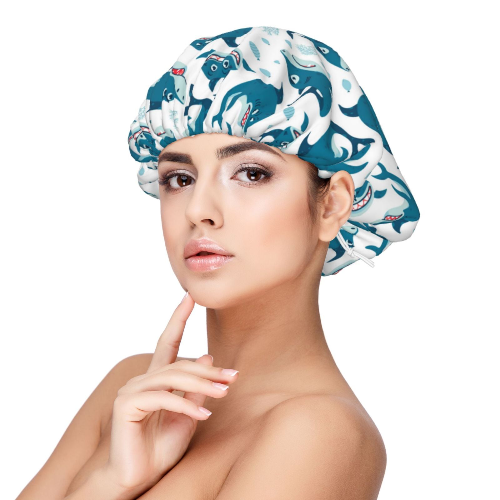 Cartoon Funny Cute Shark_A Silk Bonnet for Sleeping Women Men ...