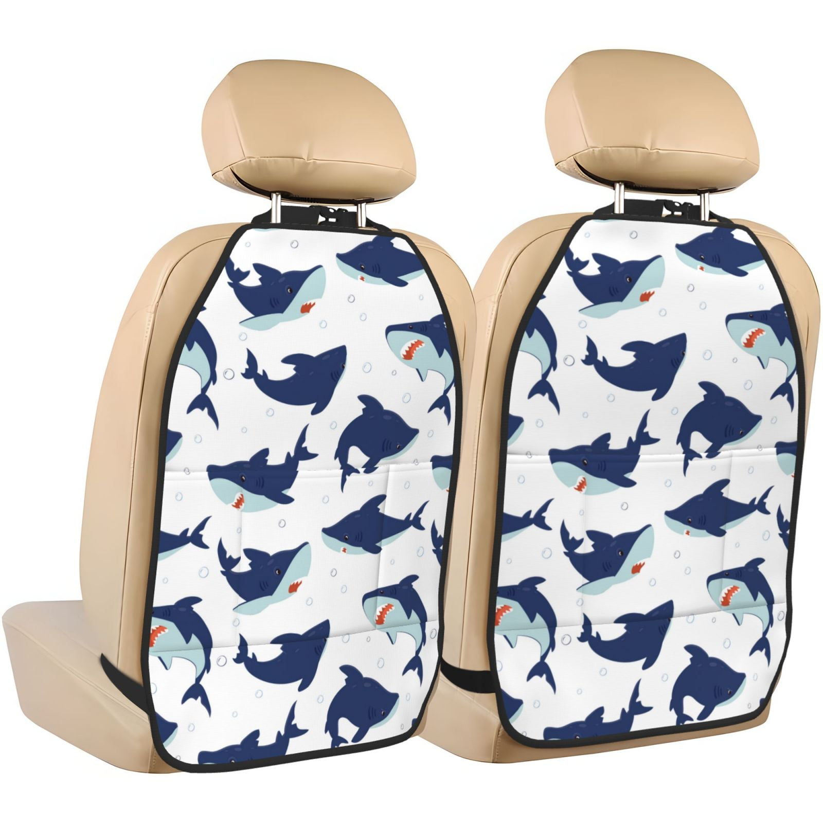 Cartoon Funny Cute Shark_B Backseat Car Organizer, 2 Pack Kick Mats ...
