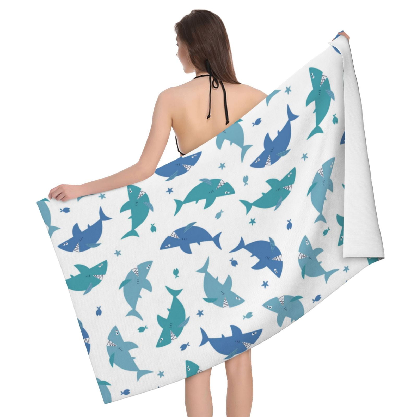 Cartoon Funny Cute Shark Bath Towel, Highly Absorbent towels for ...