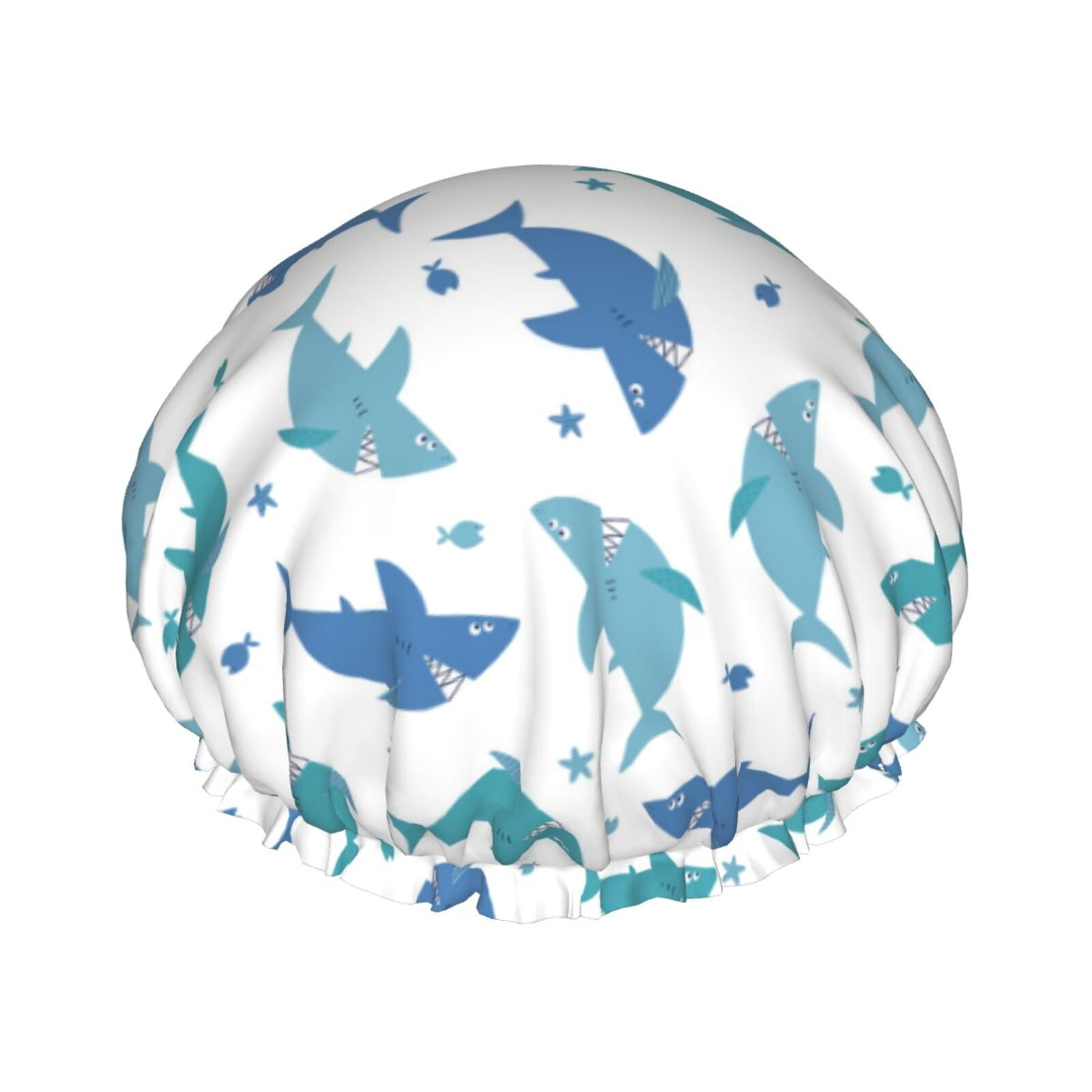 Cartoon Funny Cute Shark Shower Cap, Reusable Bath Hair Hat for all ...