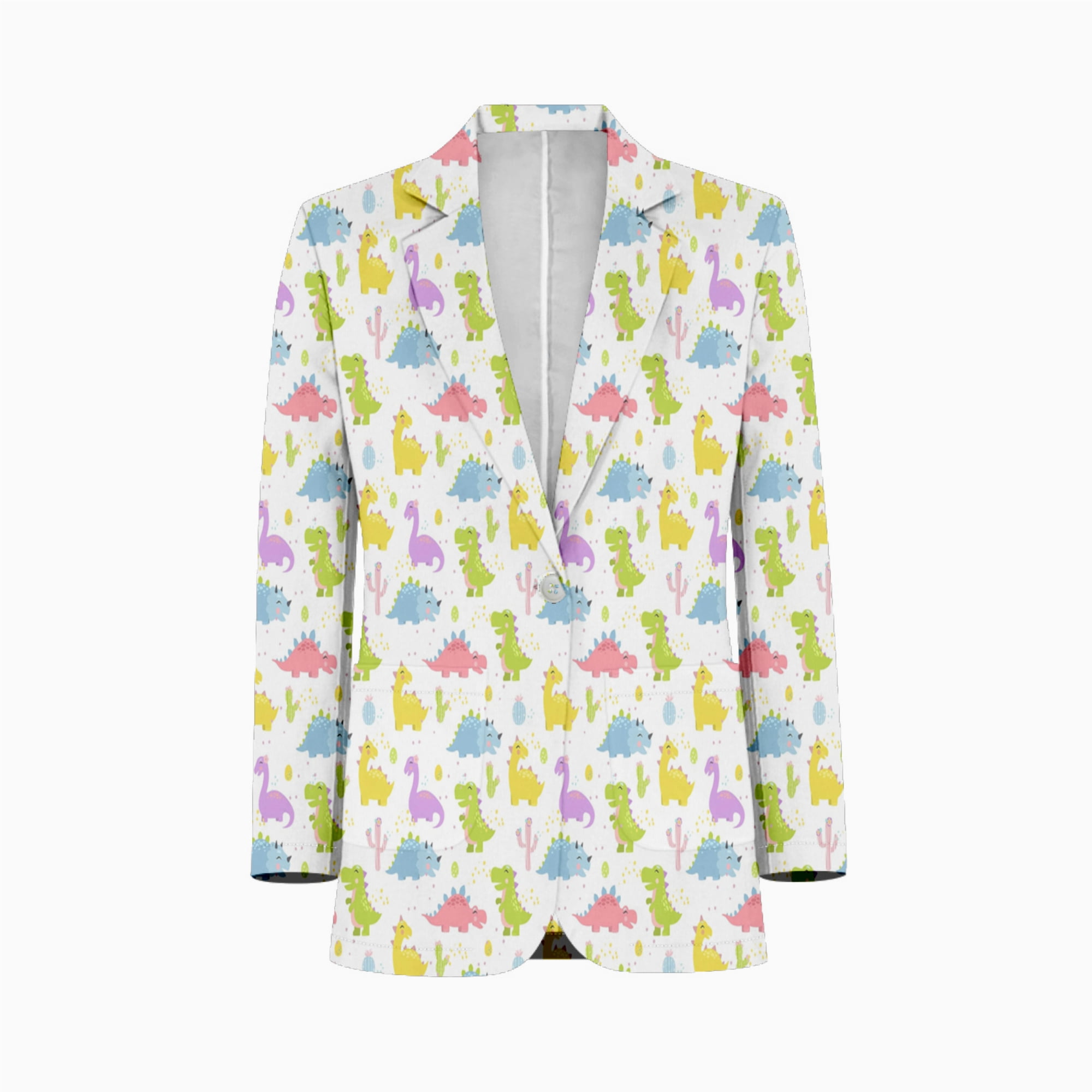 Cartoon Funny Dinosaurs with Cactus Mens Suits Shawl Collar Slim Fit ...