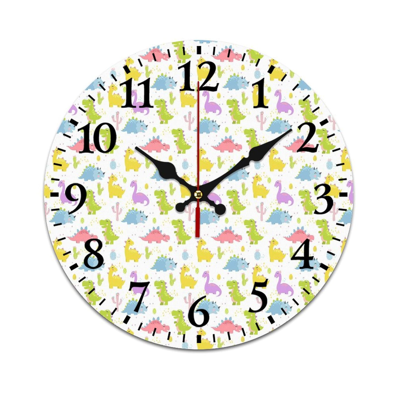 Cartoon Funny Dinosaurs with Cactus Wall Clock Modern Design Clocks ...