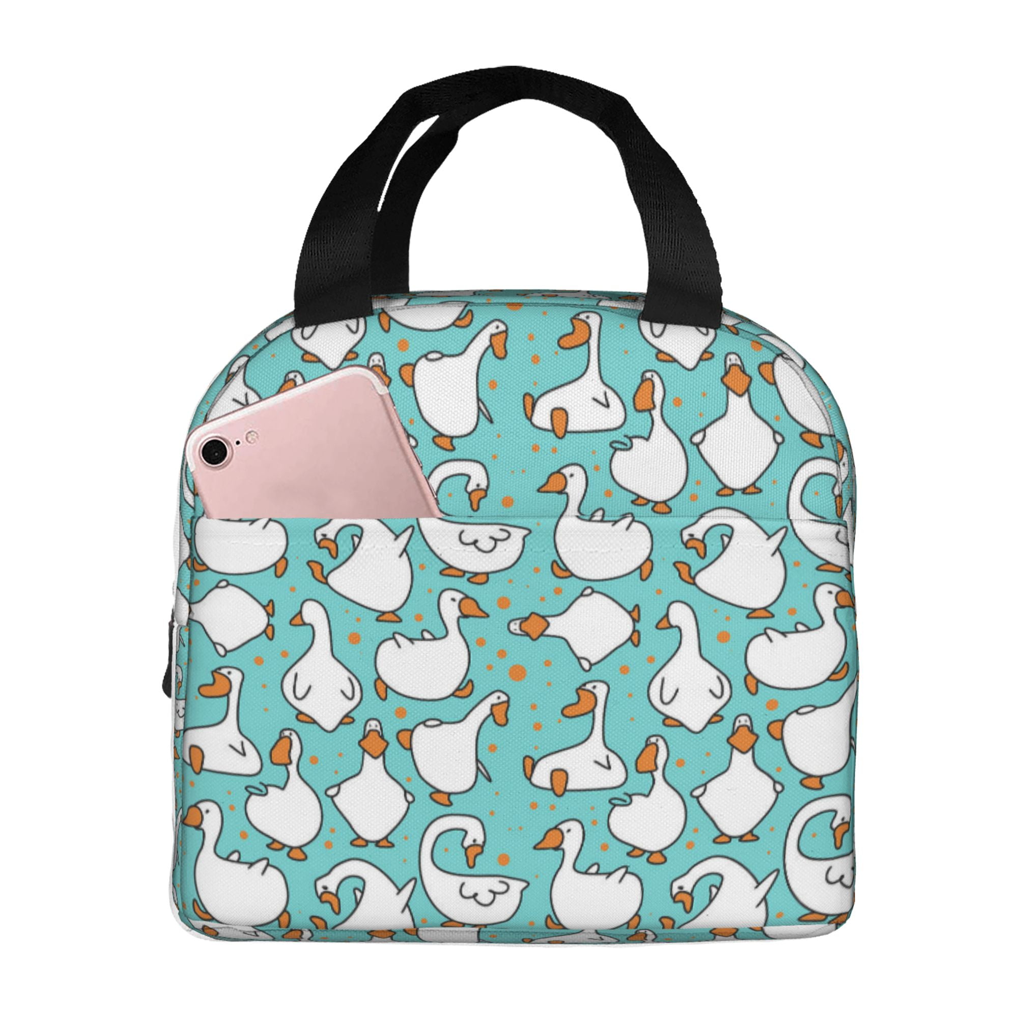 Cartoon Funny Goose Pattern Lunch Bag Reusable Insulated Tote Box ...