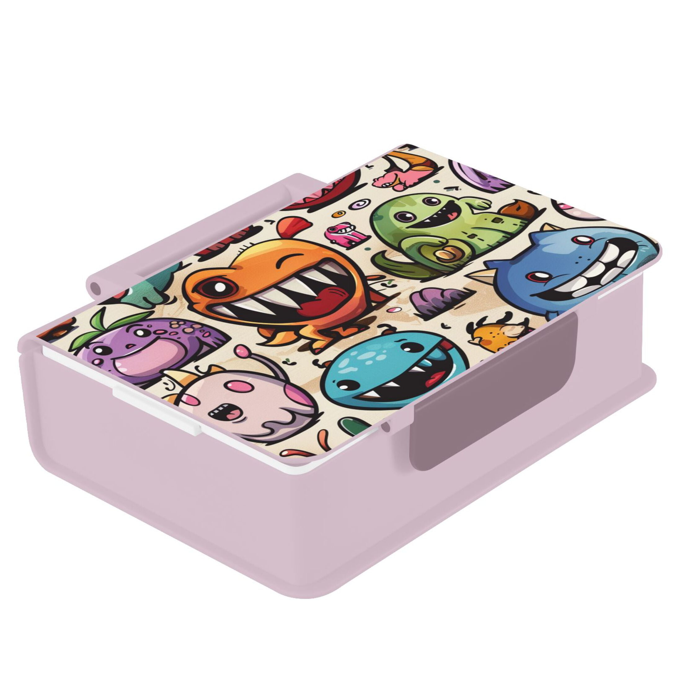Cartoon Funny Monsters Lunch Box with Cutlery Portable Food Container 3 ...