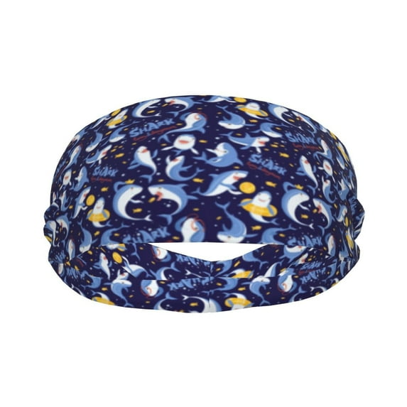 Cartoon Funny Shark Blue_A Sports Headbands for Men/Women Workout ...