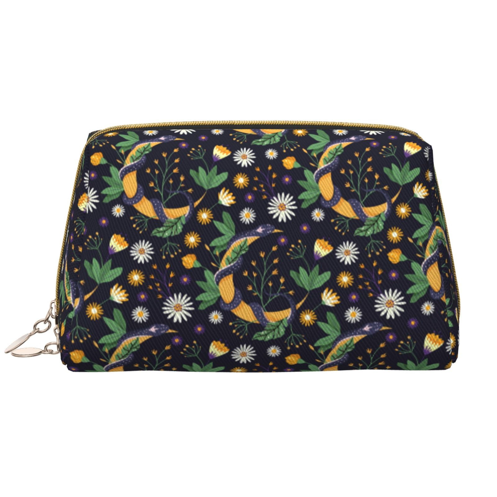 Cartoon Funny Snake Moon Daisy Makeup Bag, Large Capacity Cosmetic Bag ...